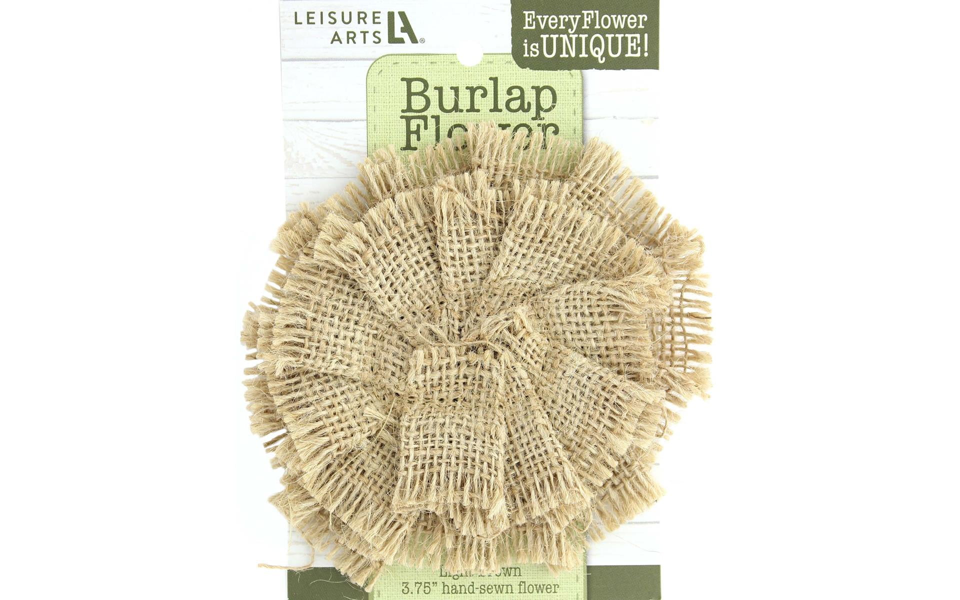Leisure Arts Burlap Flower 4" Natural - Rustic Burlap Flowers For ...