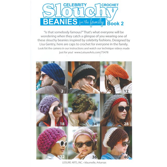 Leisure Arts Crochet Celebrity Slouchy Beanies #2 Crochet Book ...