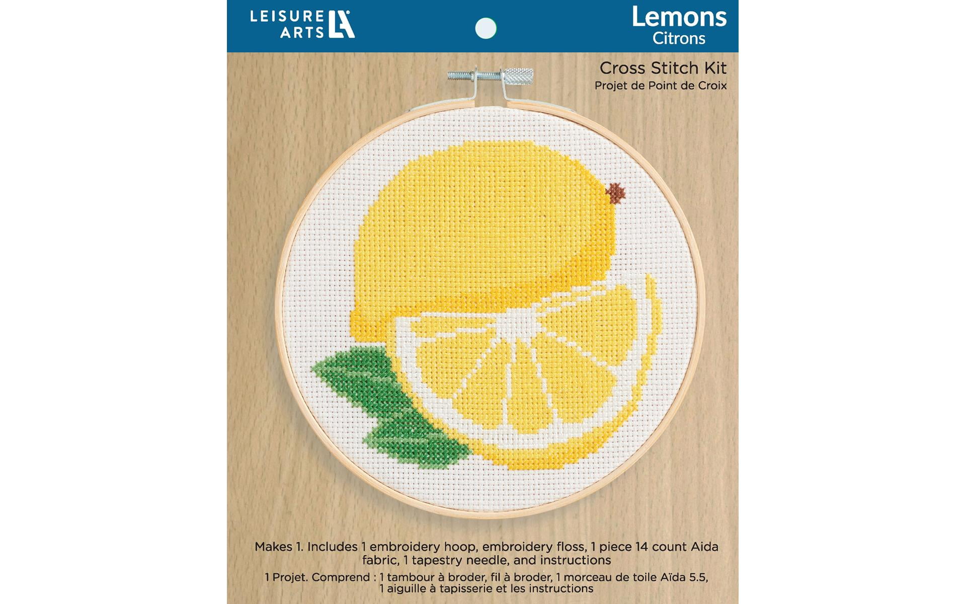 Leisure Arts Cross Stitch Kits, Lemons, 6" – Perfect Cross Stitch Kits ...