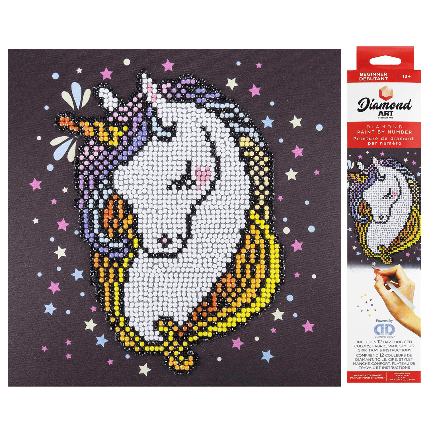 Leisure Arts Diamond Art Beginner Kit 8"X8"-Heart Unicorn - Walmart.com