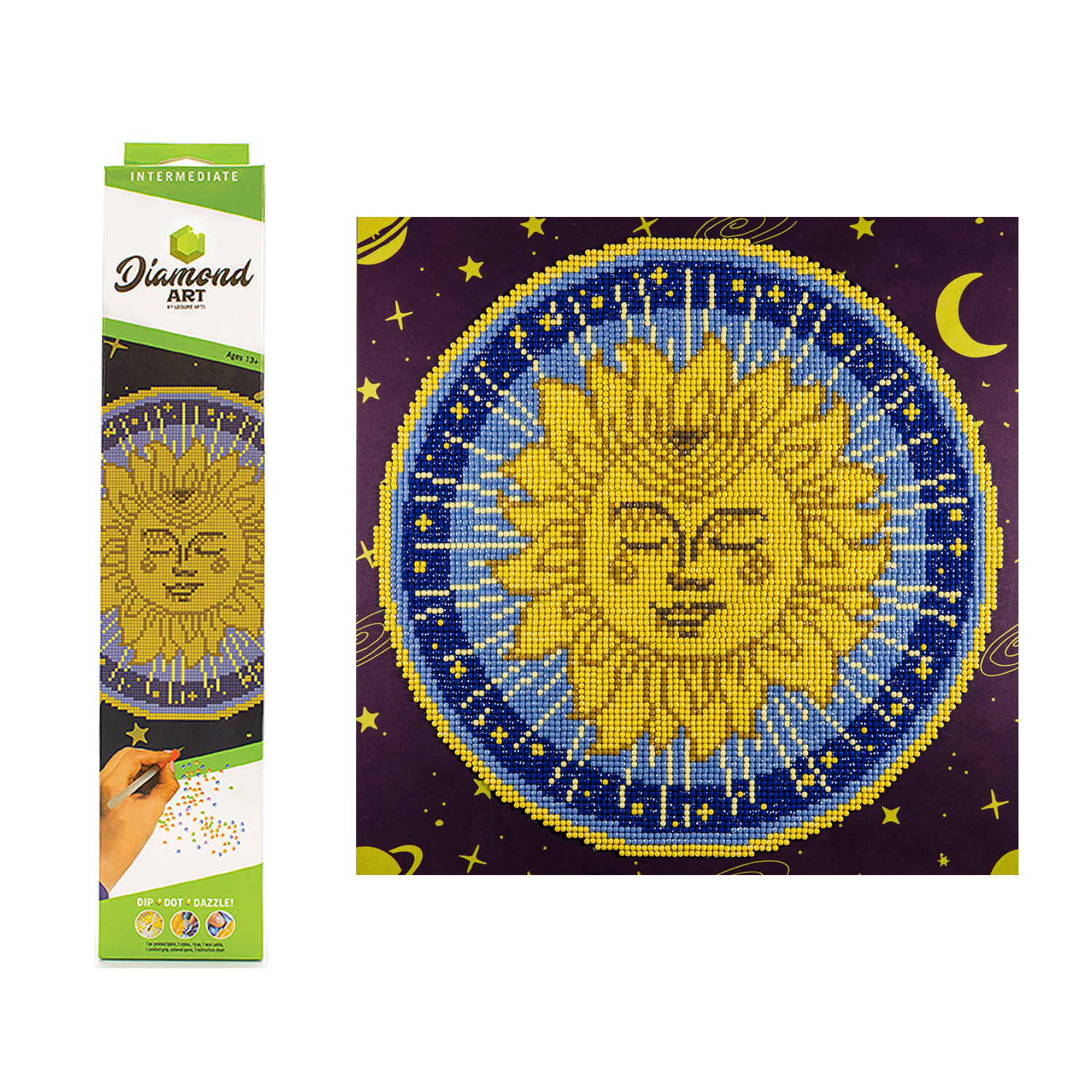 Leisure Arts Diamond Art Intermediate Kit 12"X12"-Sun Mandala - Walmart.com
