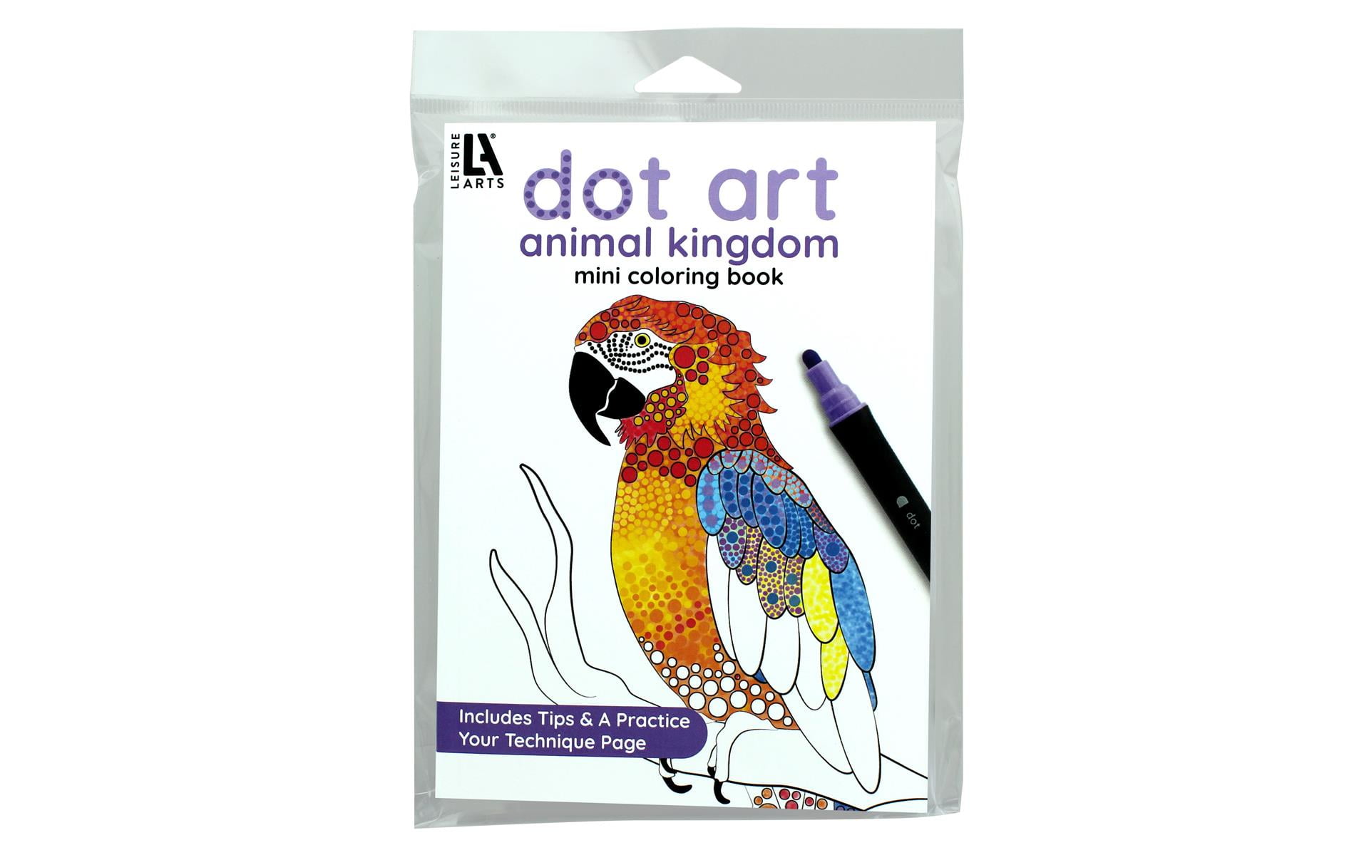 Leisure Arts Dot Art Animal Color Book, 5"X7", Dot Art, Marker Book ...