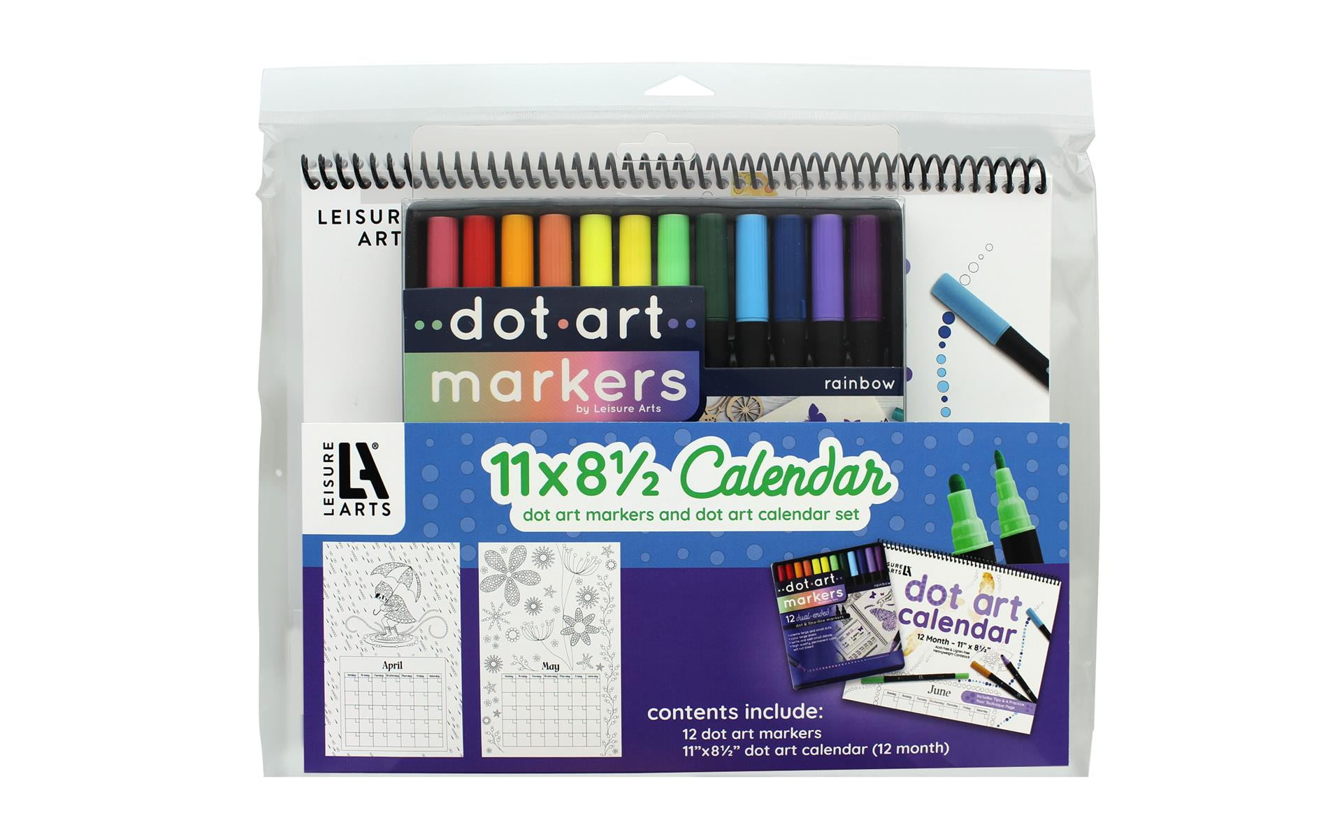 Leisure Arts Dot Art - Calendar, 8.5"X11, W/Markers, Blank Calendar ...