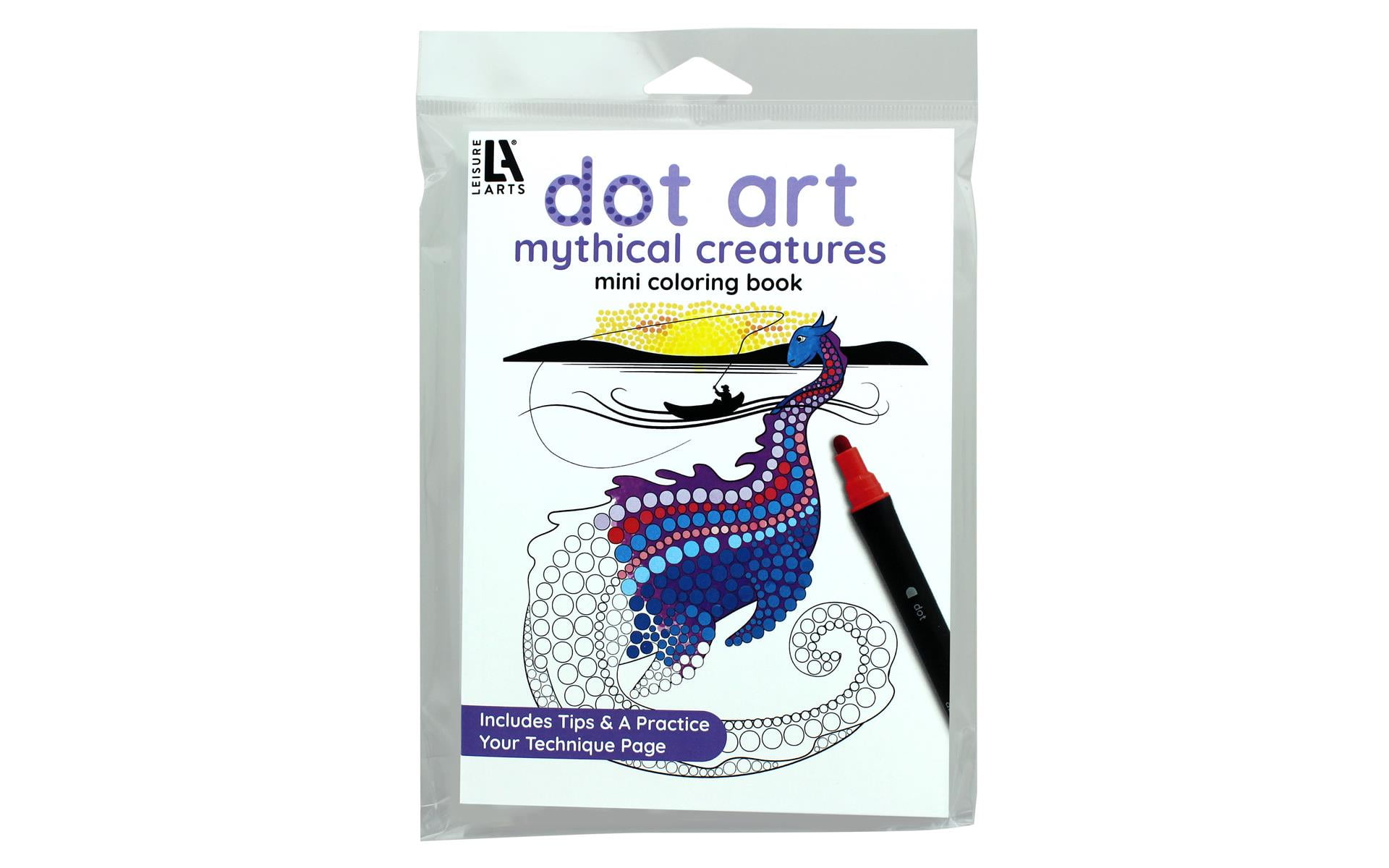 Leisure Arts Dot Art Mystical Creatures Color Book, 5"X7", Dot Art ...