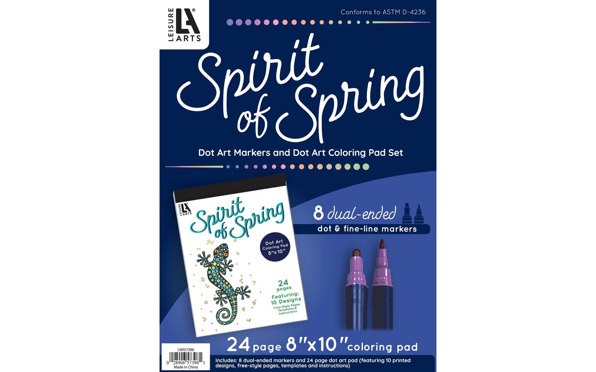 Leisure Arts Dot Art Pad/Marker Set, Spirit Of Spring, Dot Art, Marker ...