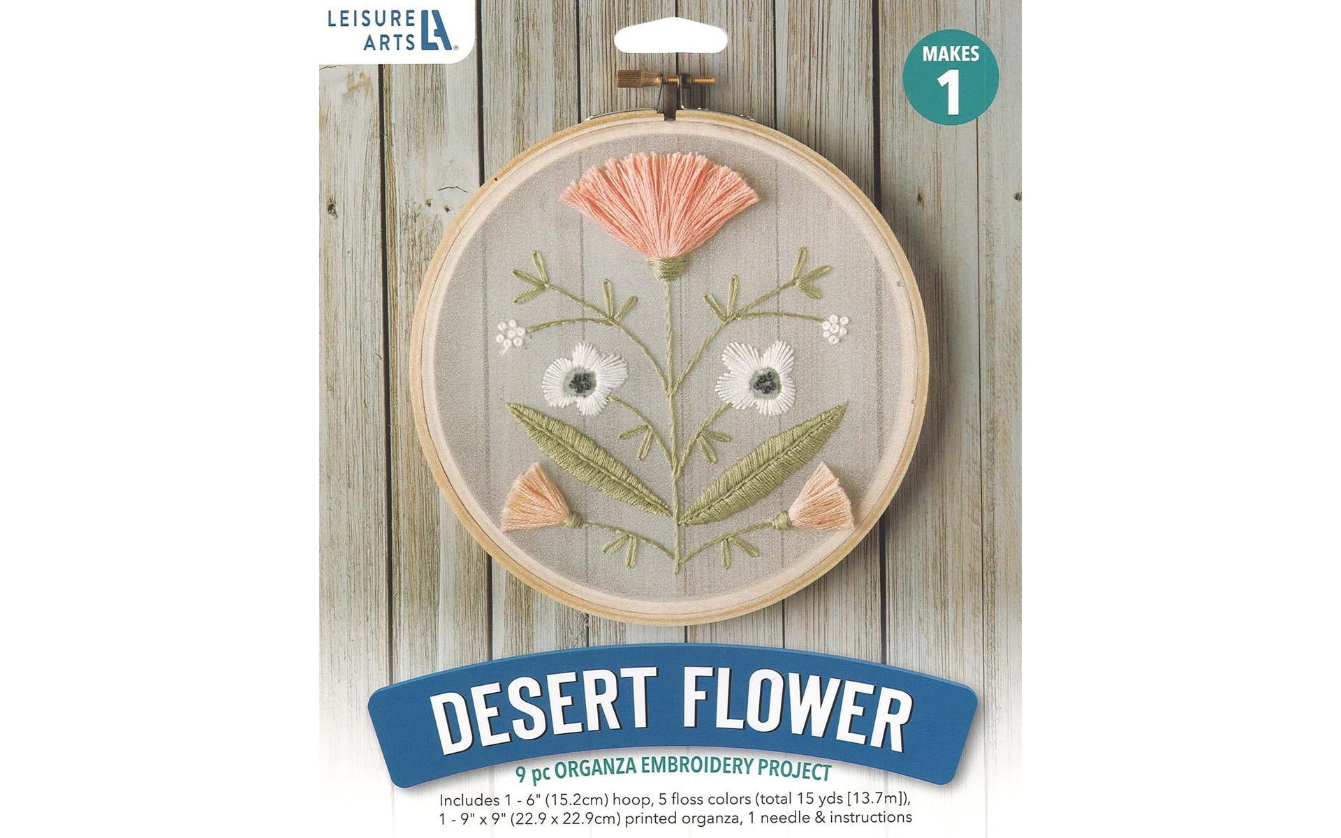Leisure Arts Embroidery Kit 6" Desert Flower - Embroidery Kit for ...