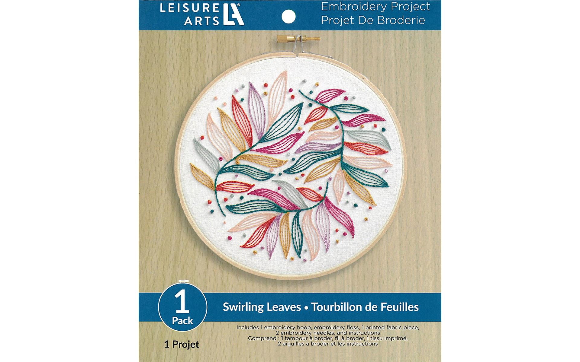 Leisure Arts Embroidery Kit 6" Swirling Leave - Embroidery Kit for ...