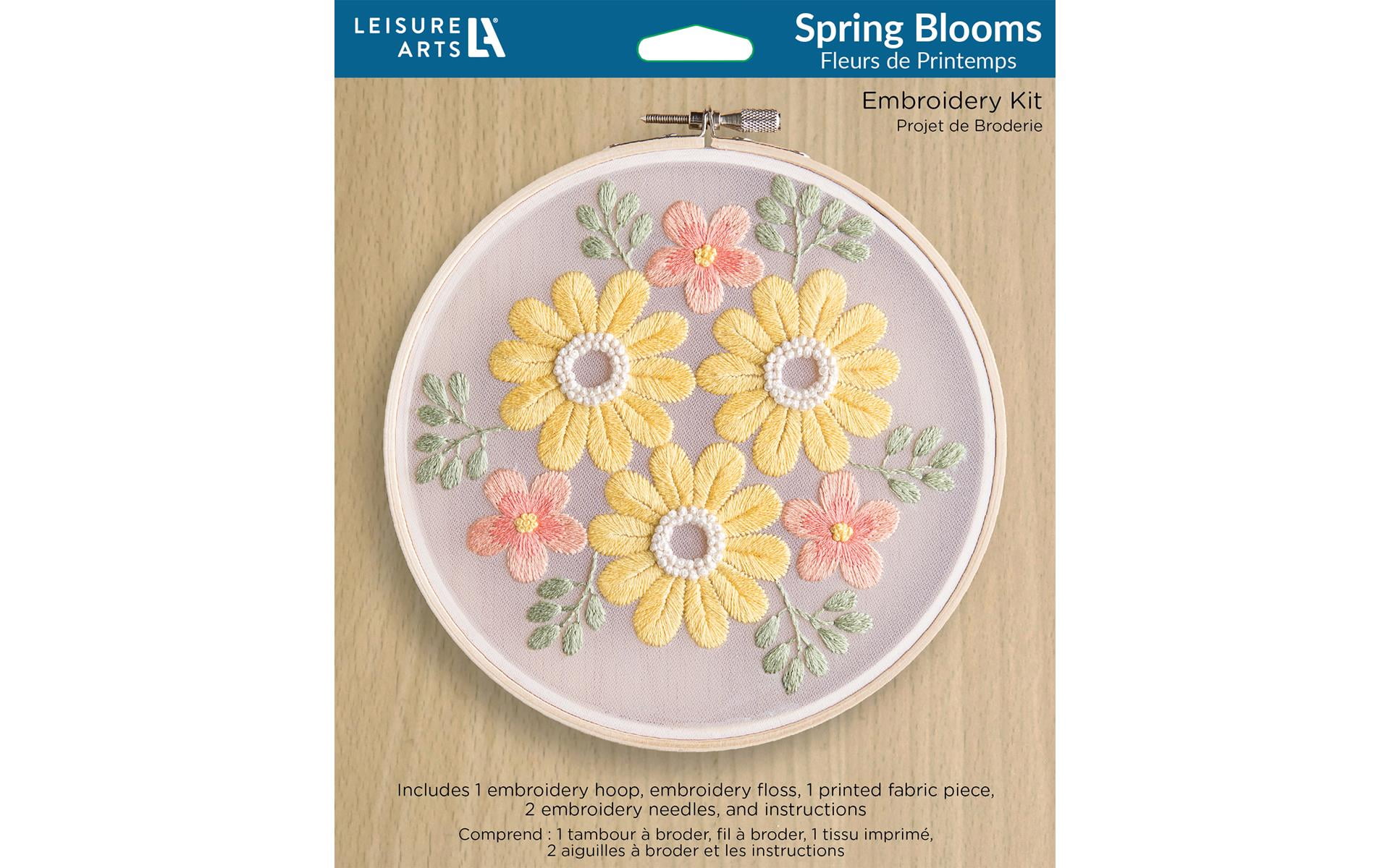 Leisure Arts Embroidery Kits For Adults, Spring Blooms, 6" – Perfect ...