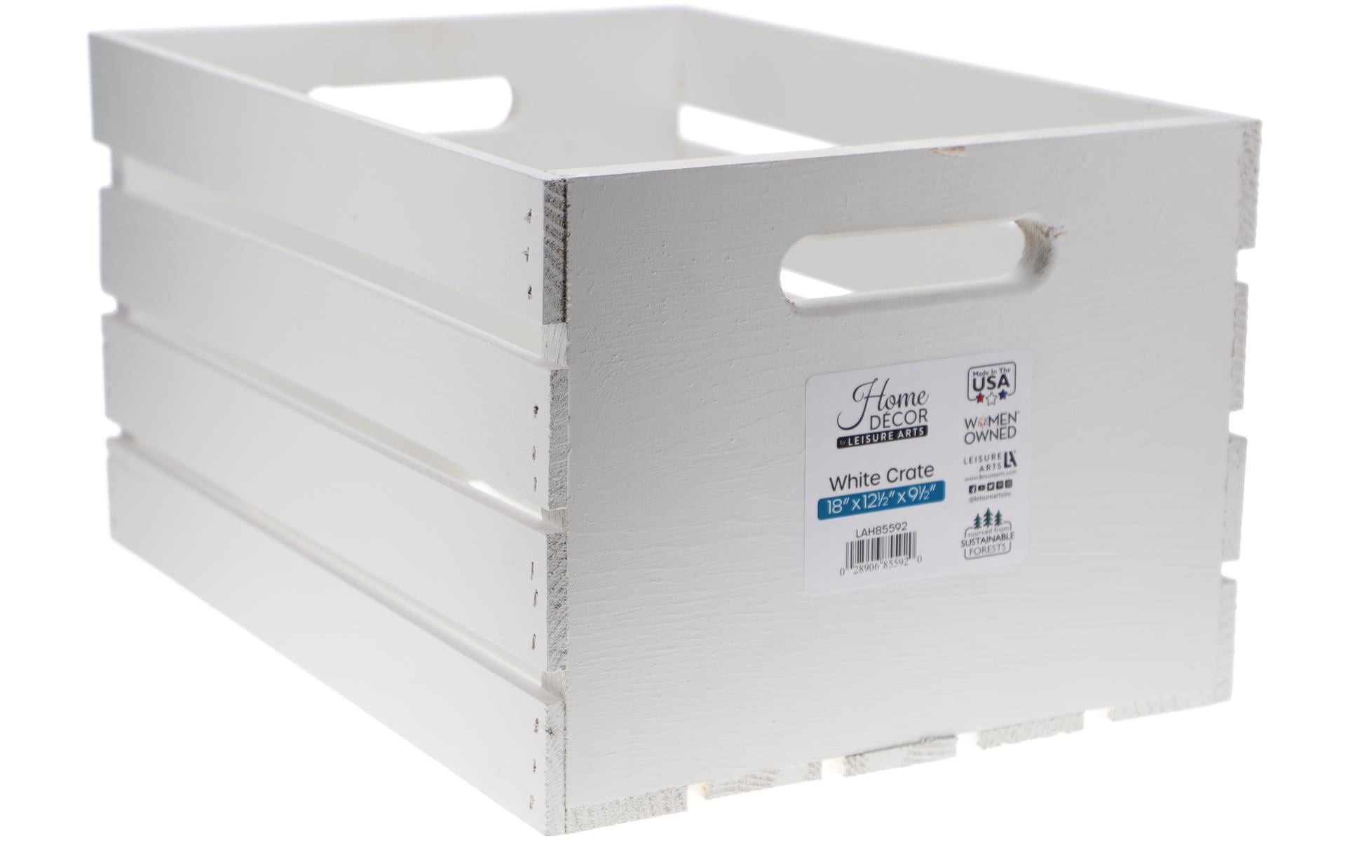 Leisure Arts Good Wood Wooden Crate, Wood Crate White, Crates For ...