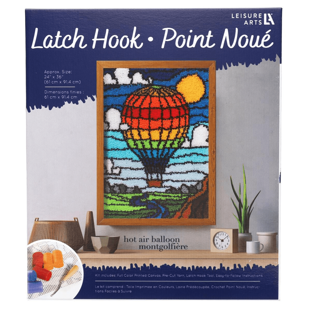 Leisure Arts Latch Hook Kit Hot Air Balloon, 24" x 36", Latch Hook Kit ...