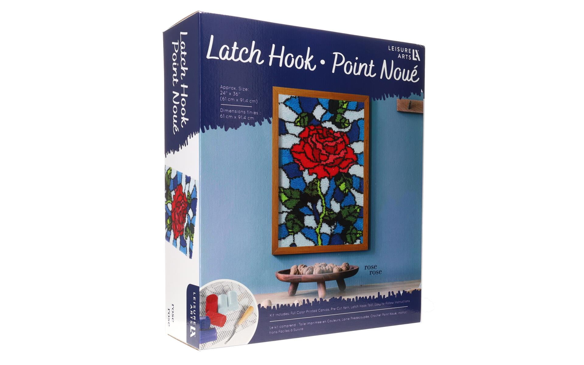 Leisure Arts Latch Hook Kit Rose, 24" X 36", Latch Hook Kit, Rug Kits ...
