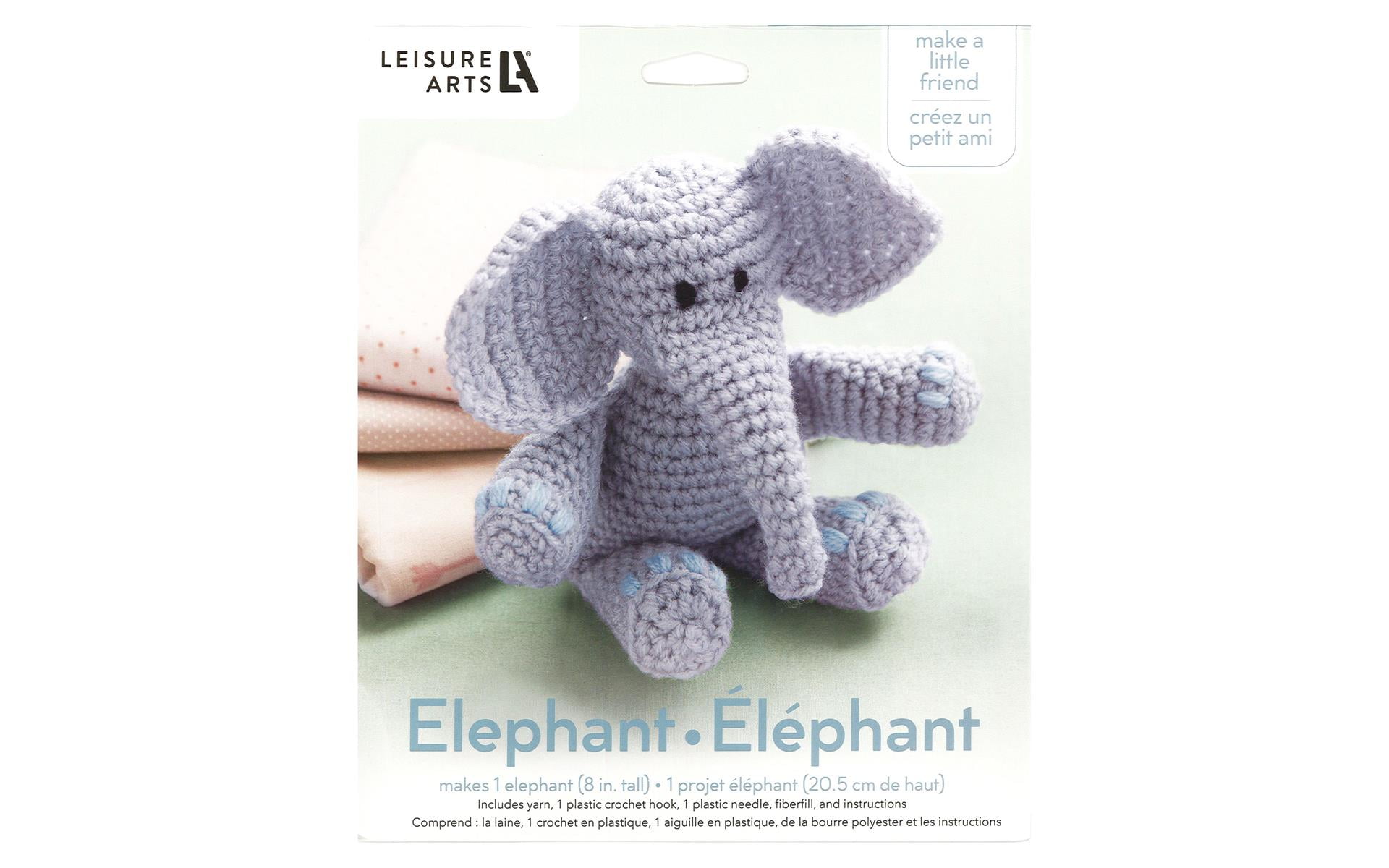 Leisure Arts Little Crochet Elephant Kit, 8", DIY Starter Kit for All ...