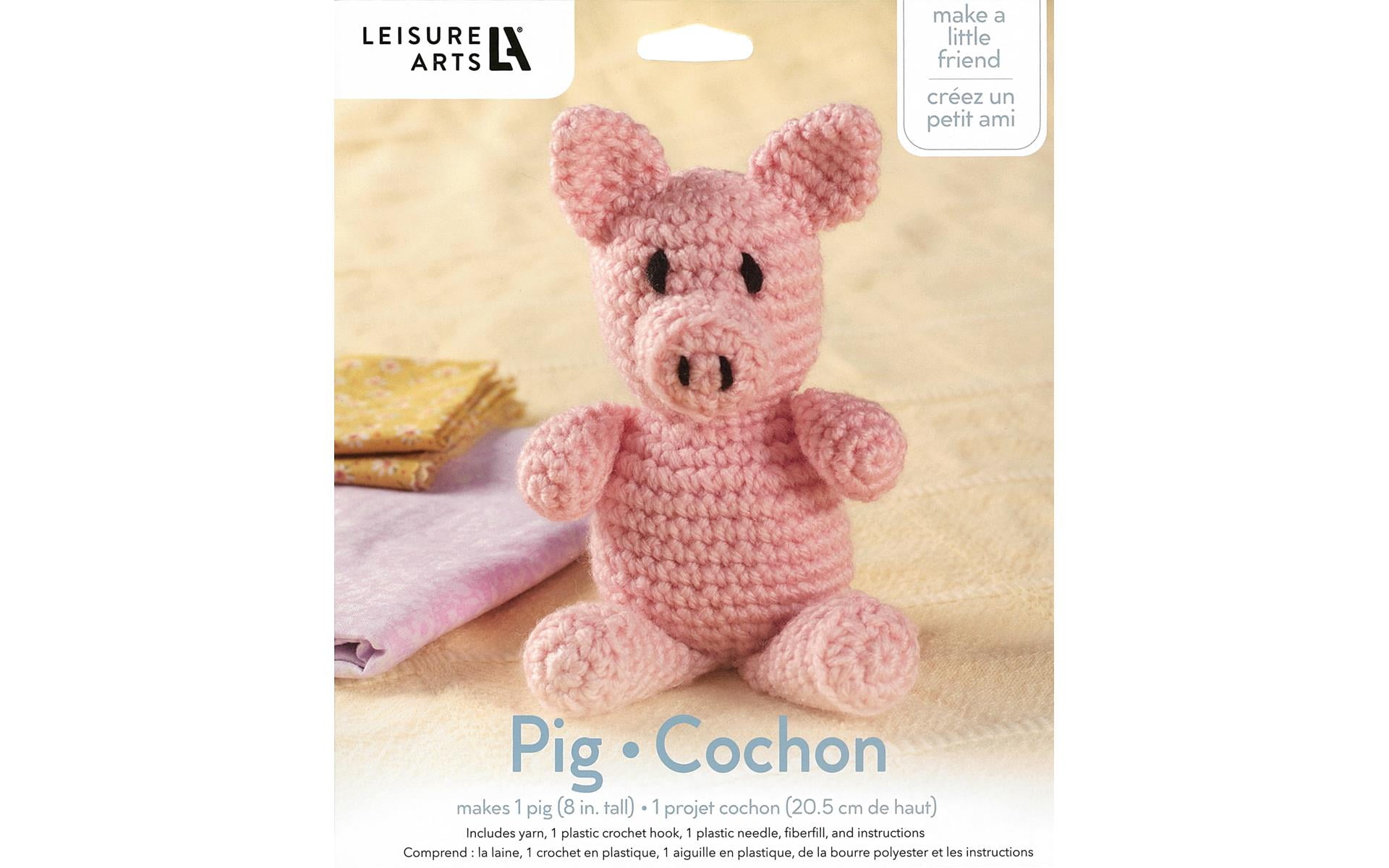 Leisure Arts Little Crochet Friend Animals Crochet Kit, Pig, 8 ...