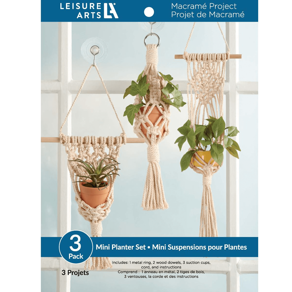Leisure Arts Macrame Kit Mini Planter Set, Macrame Kits For Adults ...