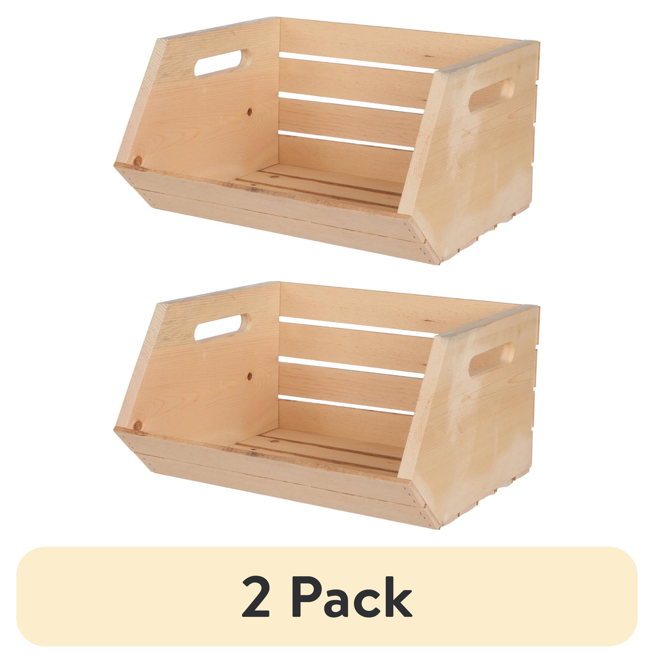 (2 pack) Leisure Arts Open Front Brown Wood Crate 18"x 15.5"x 9.25 ...