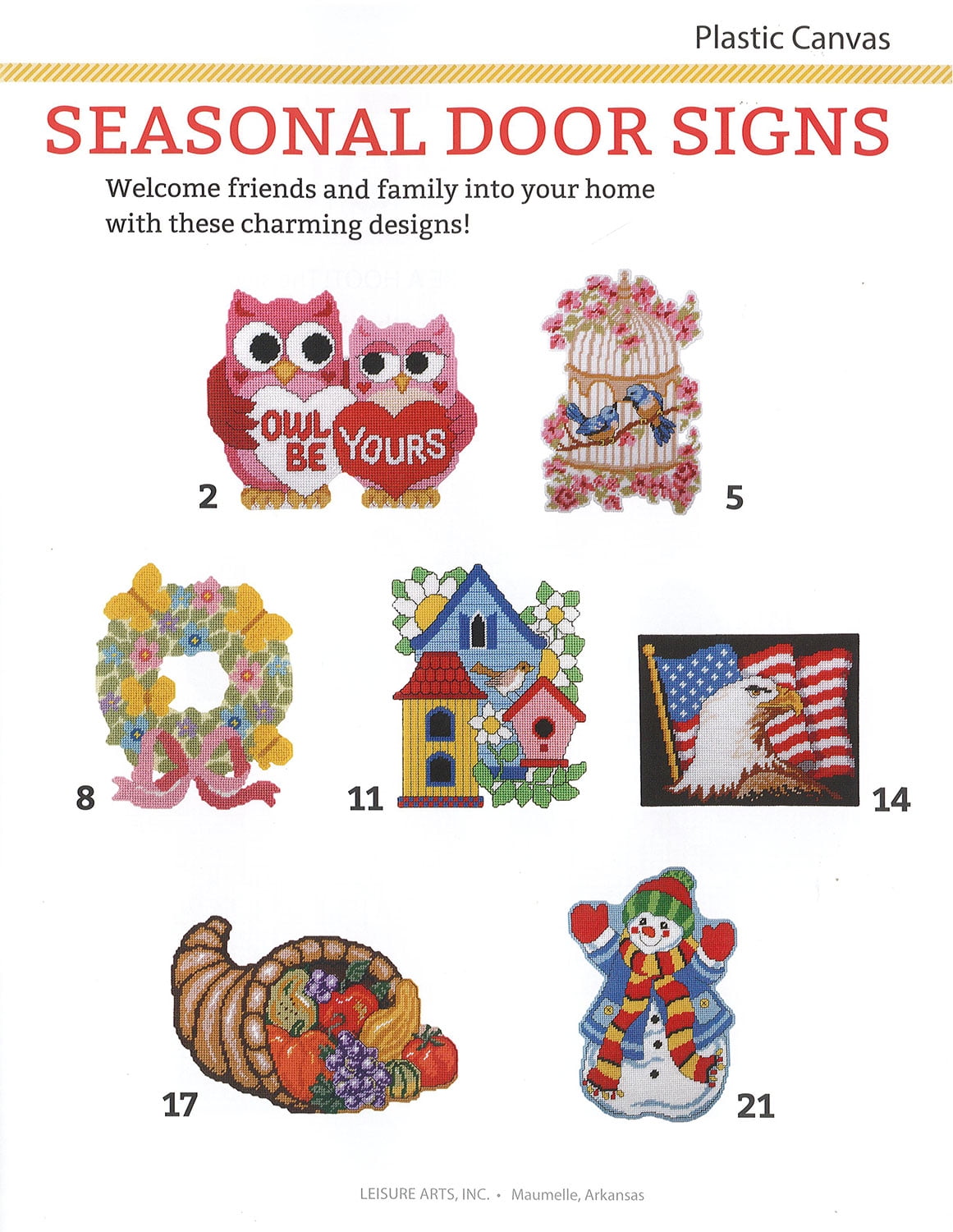 Leisure Arts Seasonal Door Signs Plastic Canvas Cross Stitch Book ...