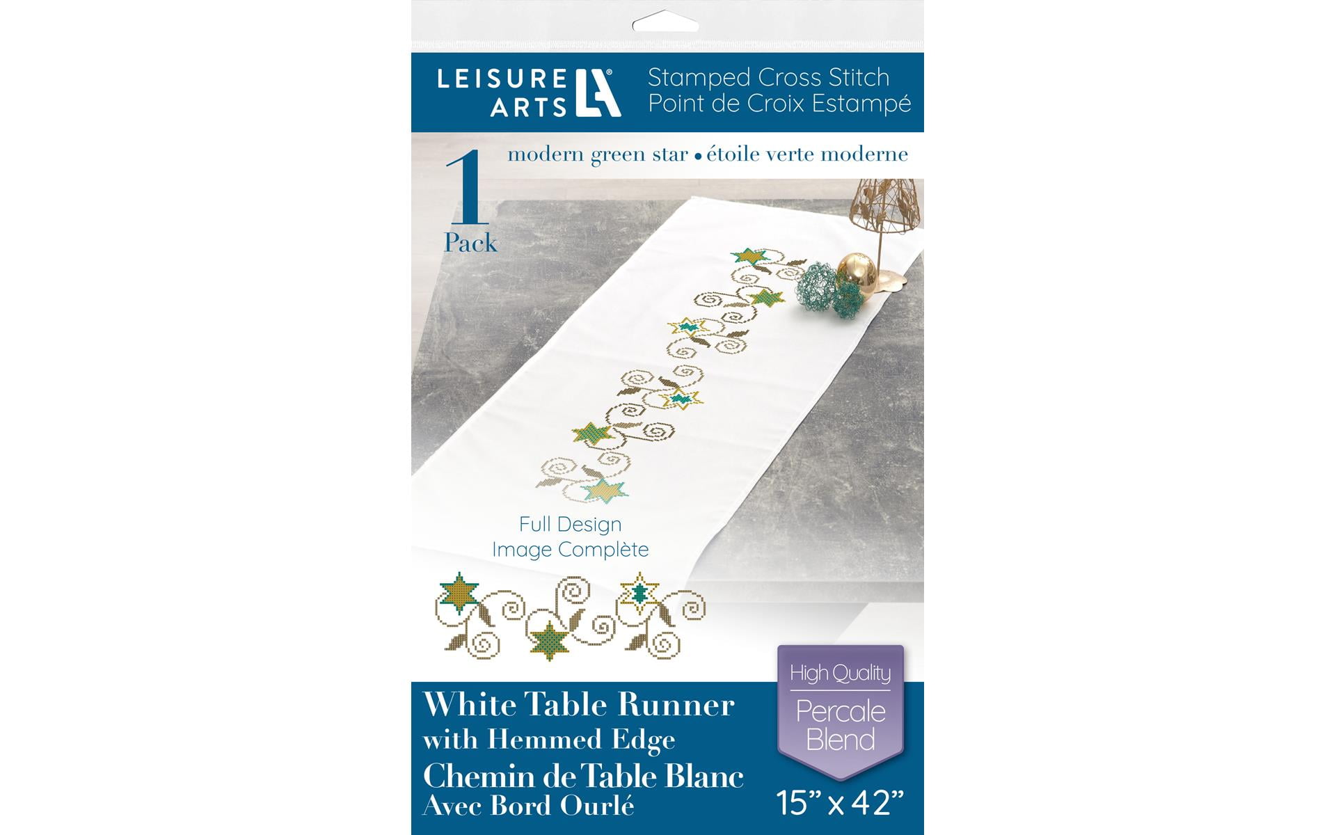 Leisure Arts Table Runner 15"X42" Modern Green Star, Kitchen Table ...