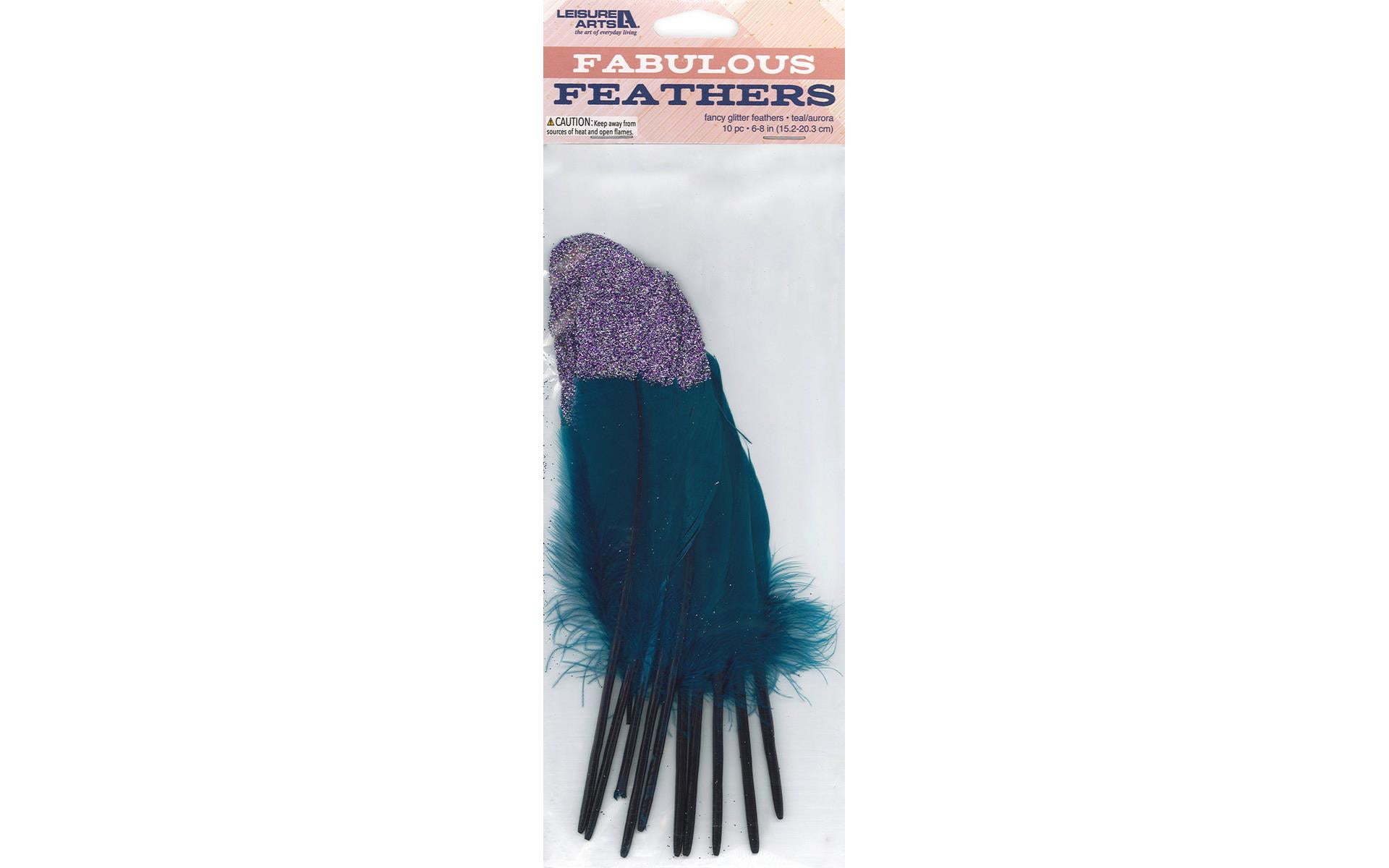 Leisure Arts Feathers Glitter Teal/Aurora 10pc - Dyed Teal Craft ...