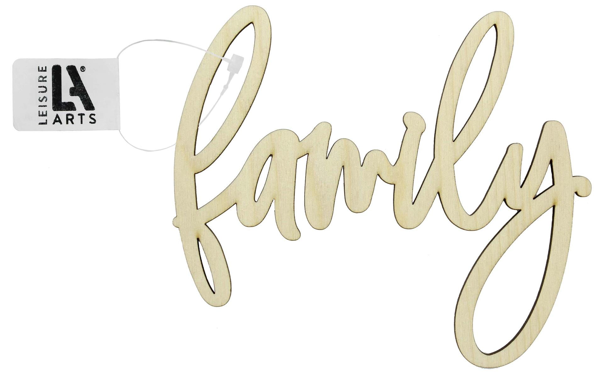 Leisure Arts Unfinished Wood Words - 6.5" X 5.75" - Family Wood Cutout ...