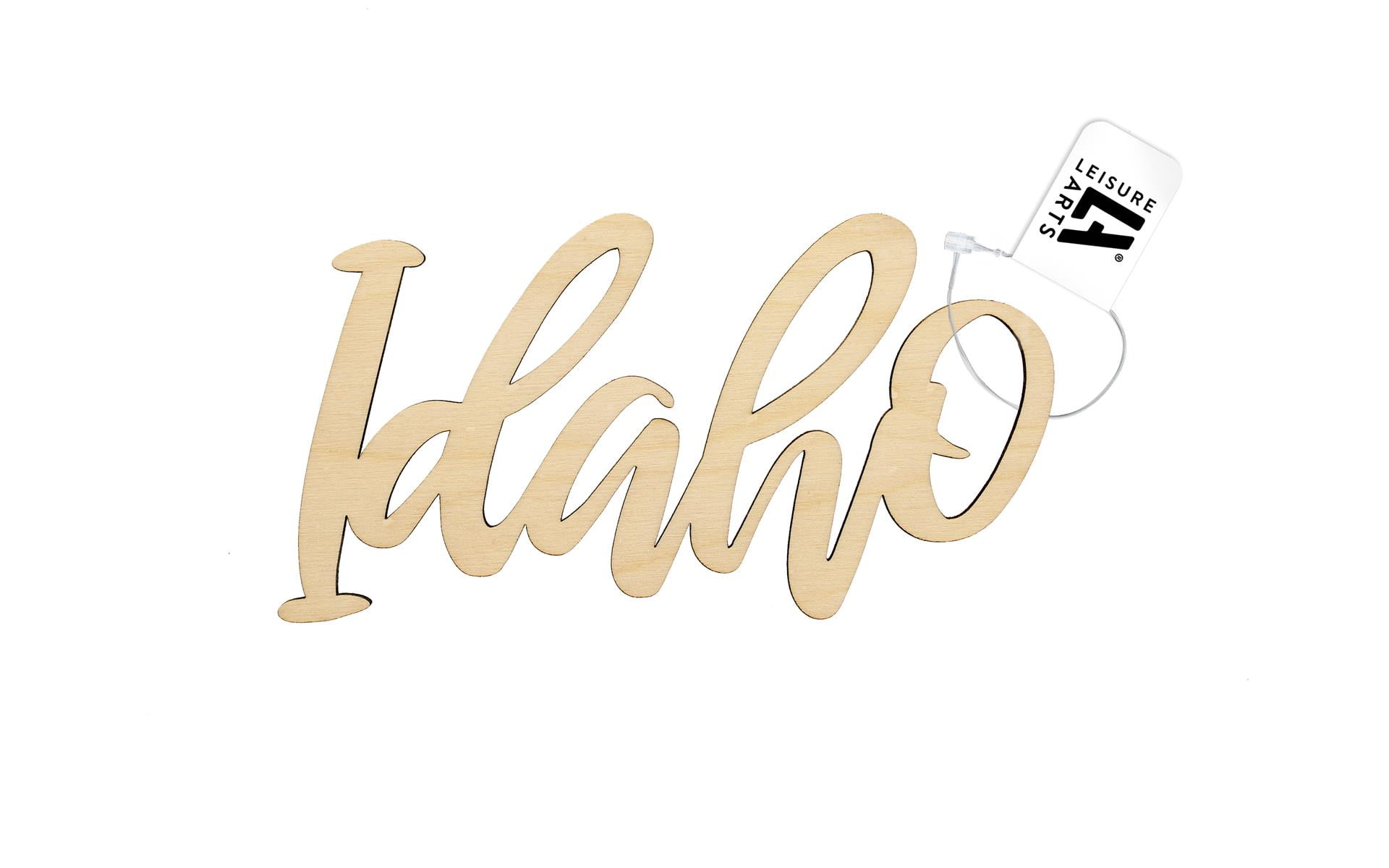 Leisure Arts Unfinished Wood Words - 7X3.5" - Idaho Wood Cutout Word ...