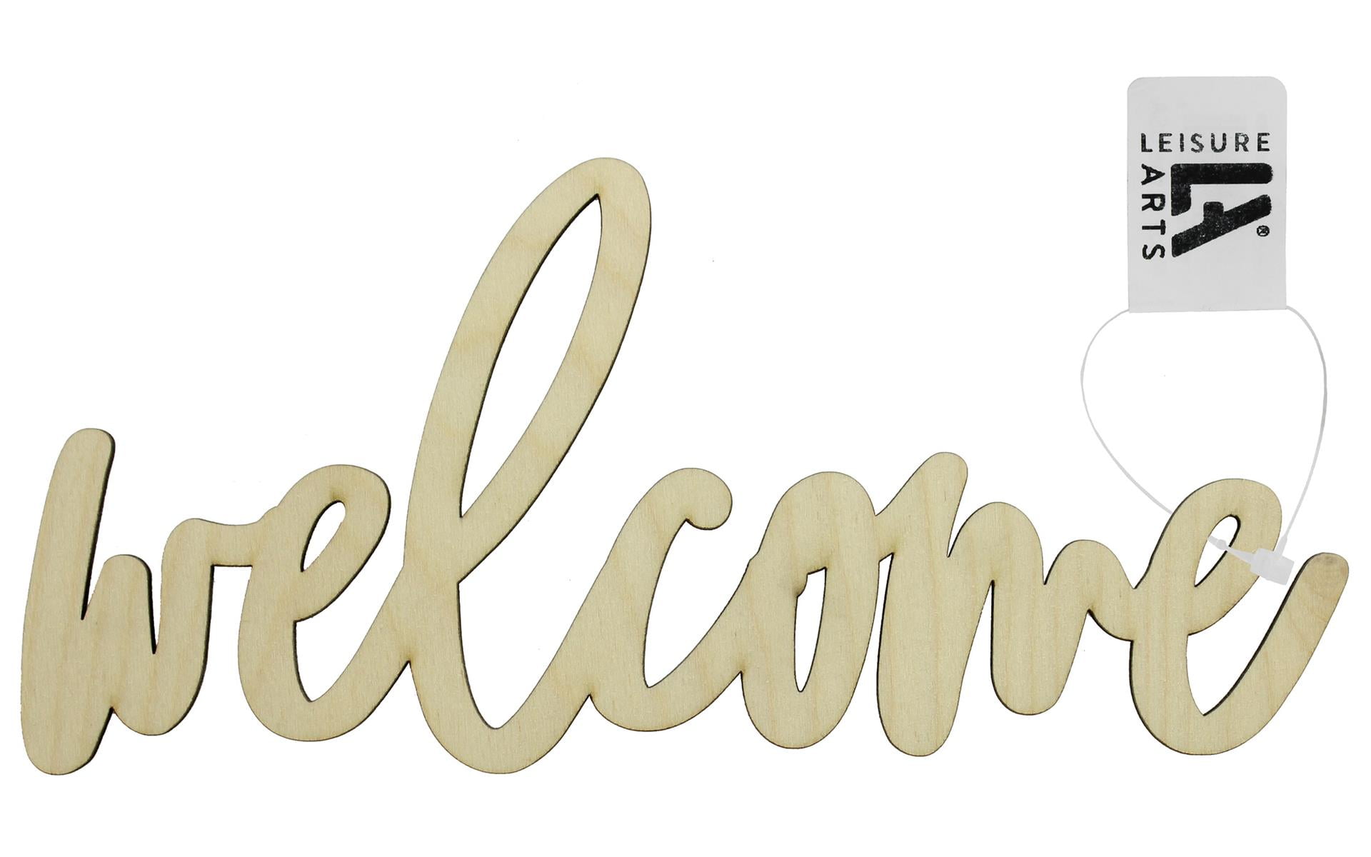 Leisure Arts Unfinished Wood Words - 8.5" X 4" Welcome Wood Cutout ...