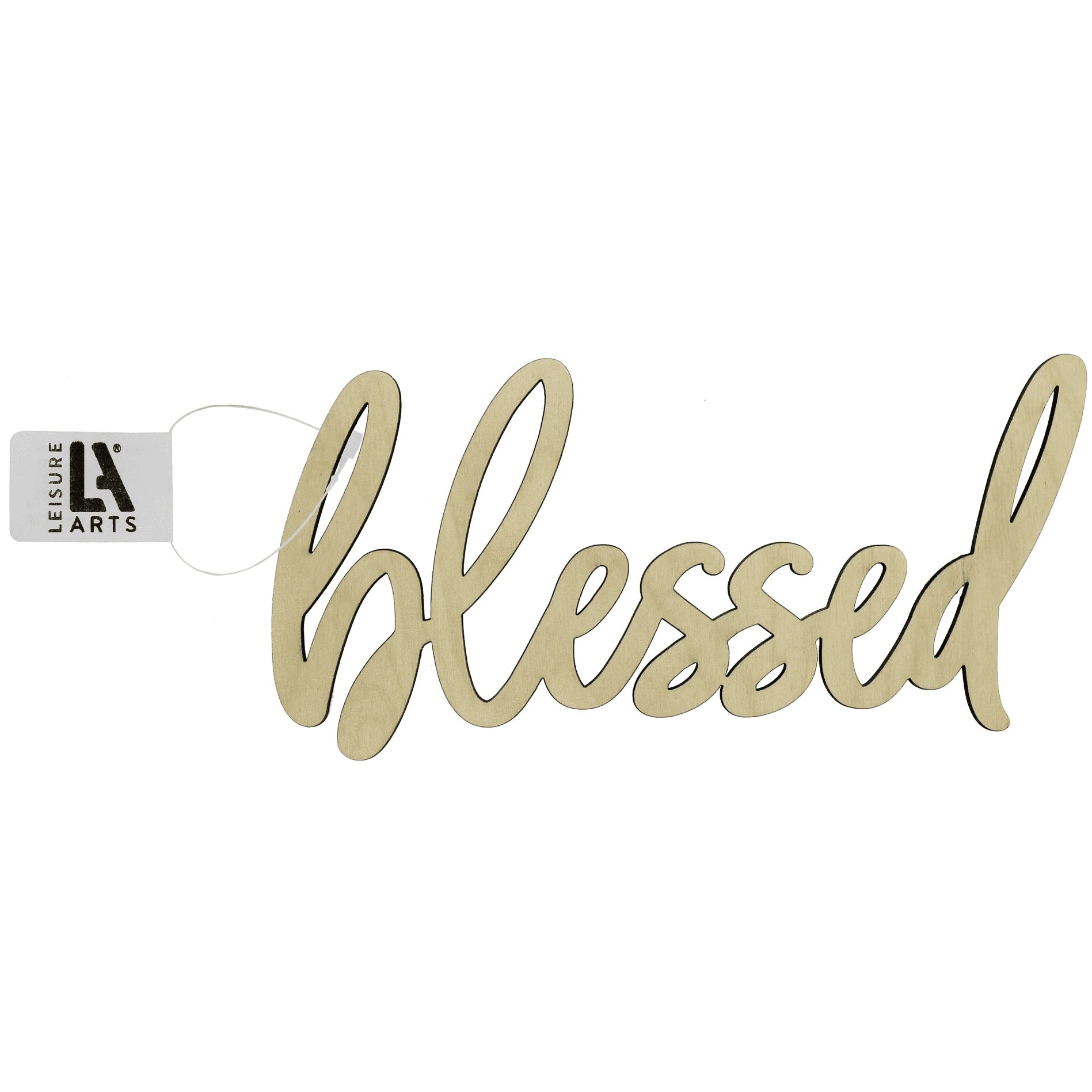 Leisure Arts Unfinished Wood Words - 8" x 4" - Blessed wood cutout ...