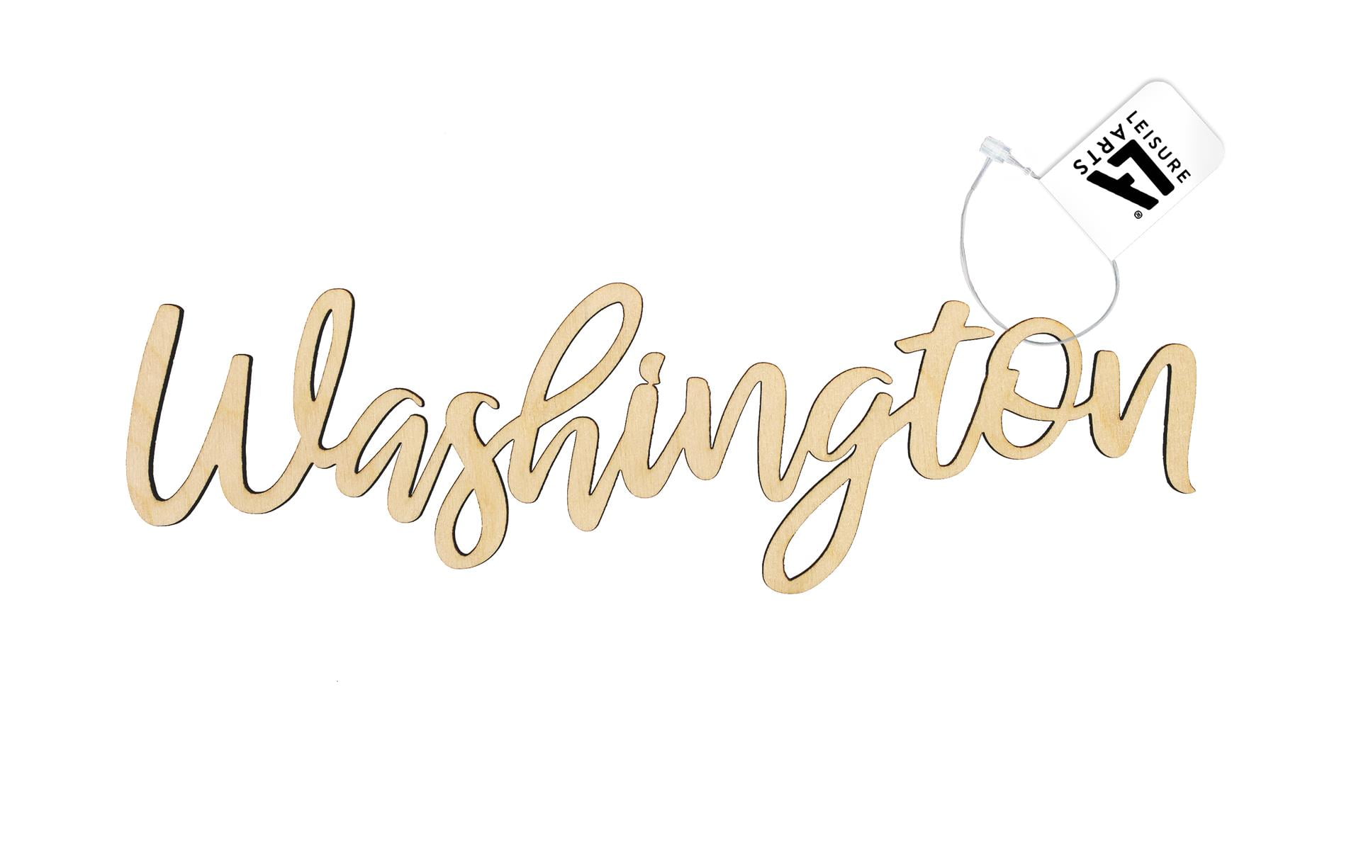 Leisure Arts Unfinished Wood Words - 9.5" X 3" - Washington Wood Cutout ...