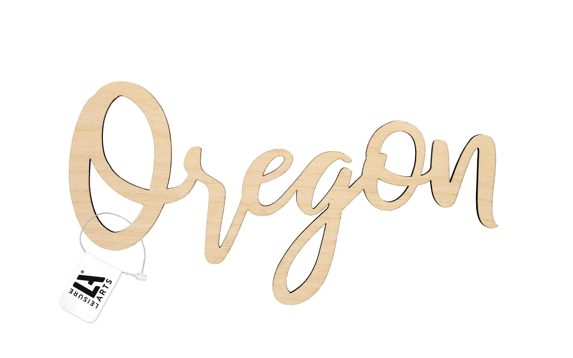 Leisure Arts Unfinished Wood Words - 9" X 4.5" - Oregon Wood Cutout ...