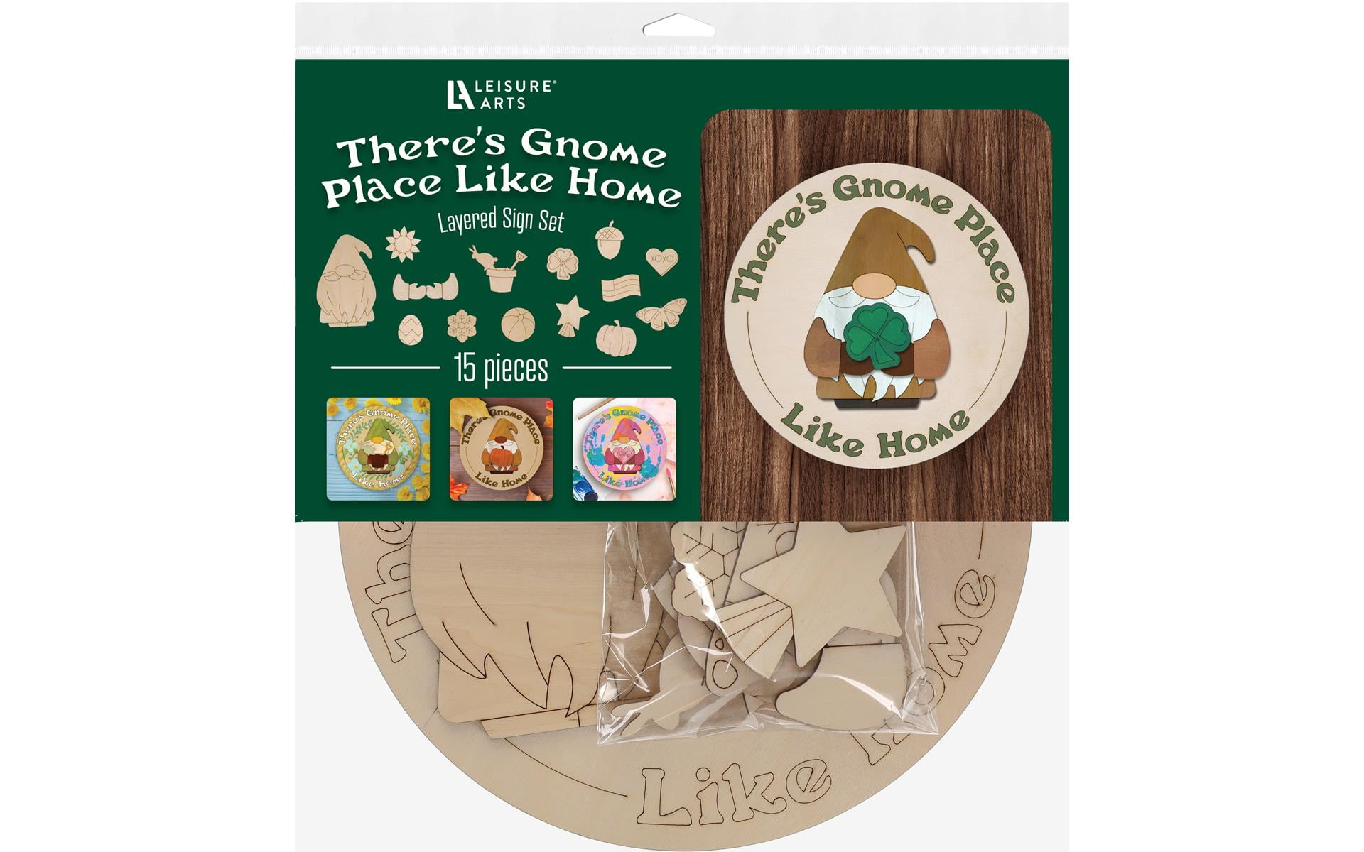 Leisure Arts Wood - Garden Layered Sign Set, Gnome Place Like Home ...
