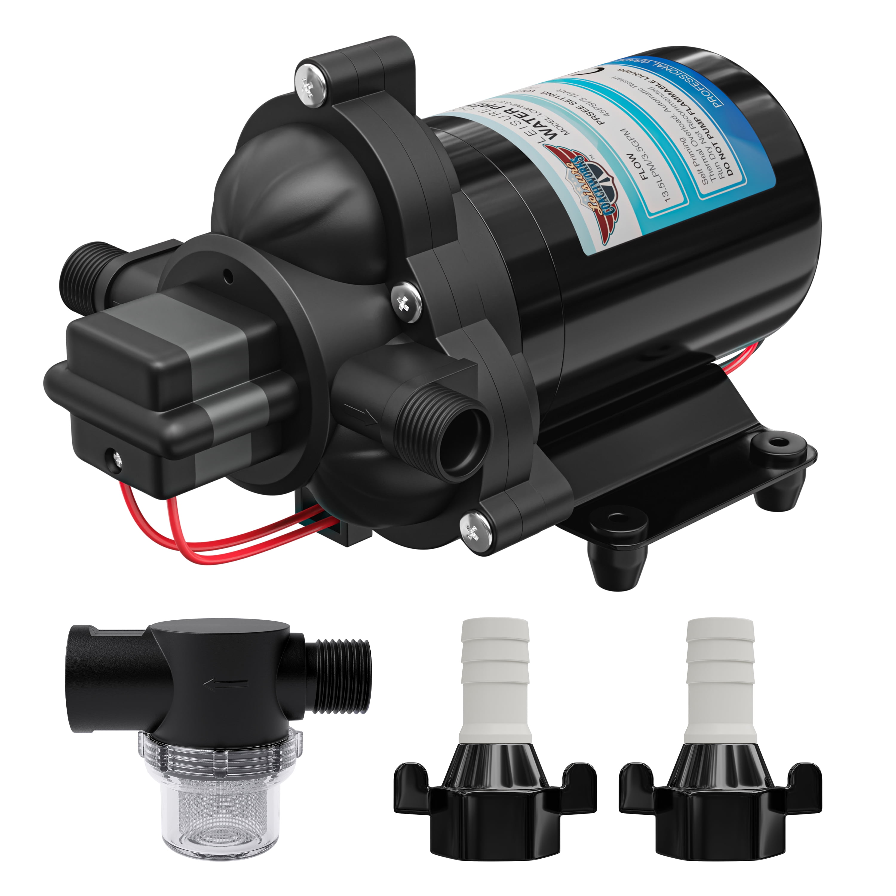 LEISURE Fresh Water Pump, 12V Self-Priming Diaphragm Pump, 3.5 GPM ...