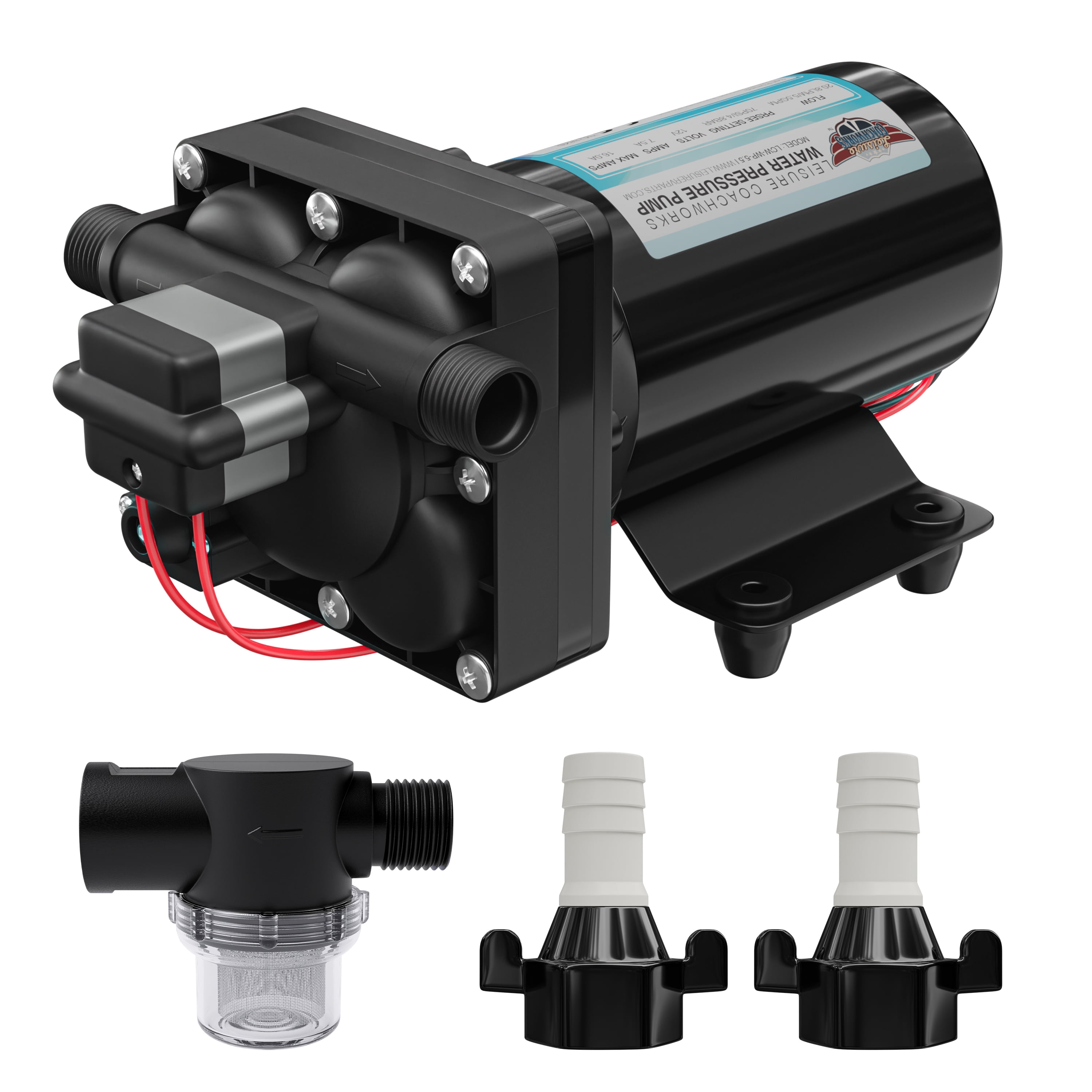 LEISURE Fresh Water Pump, 12V DC, 5.5 GPM, Self-Priming, Quiet, RV ...