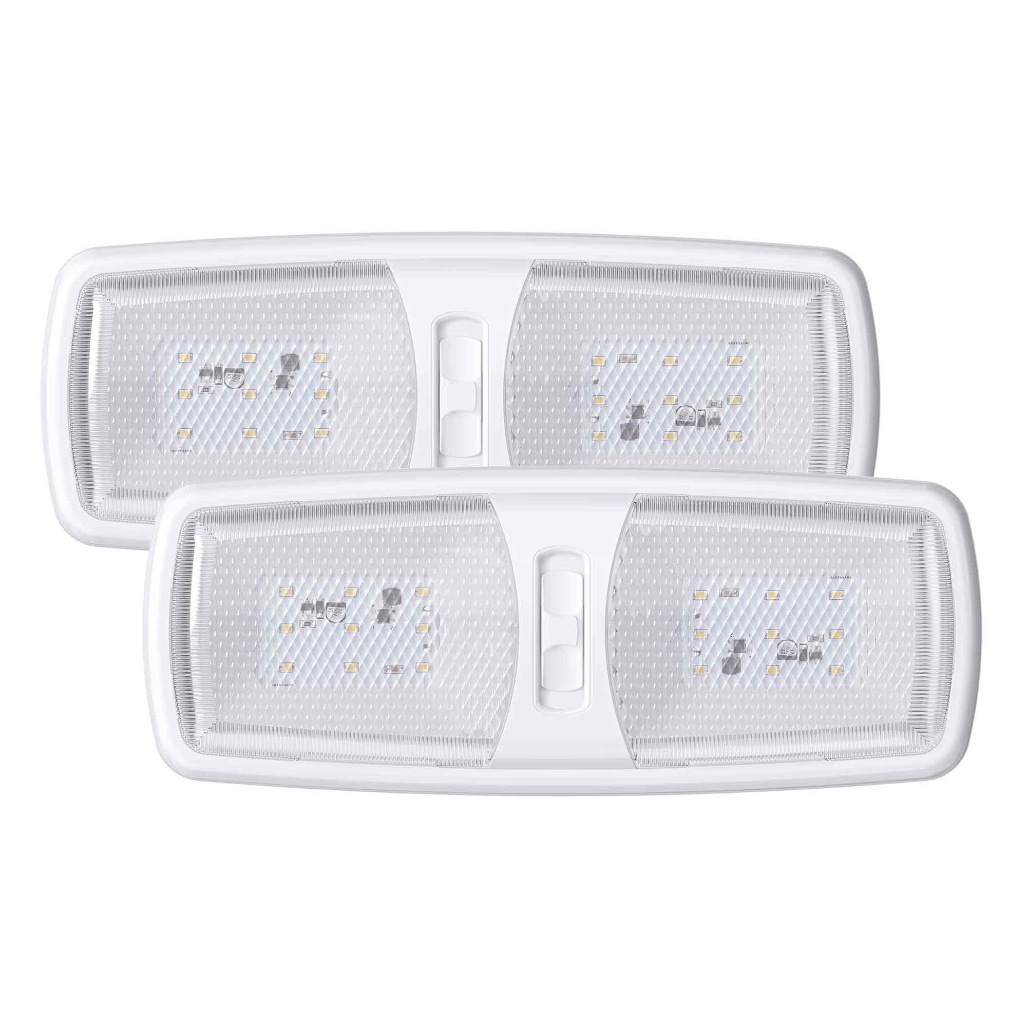 Leisure LED 2 PACK RV Slim Euro Ceiling Double Dome Light Fixture with ...