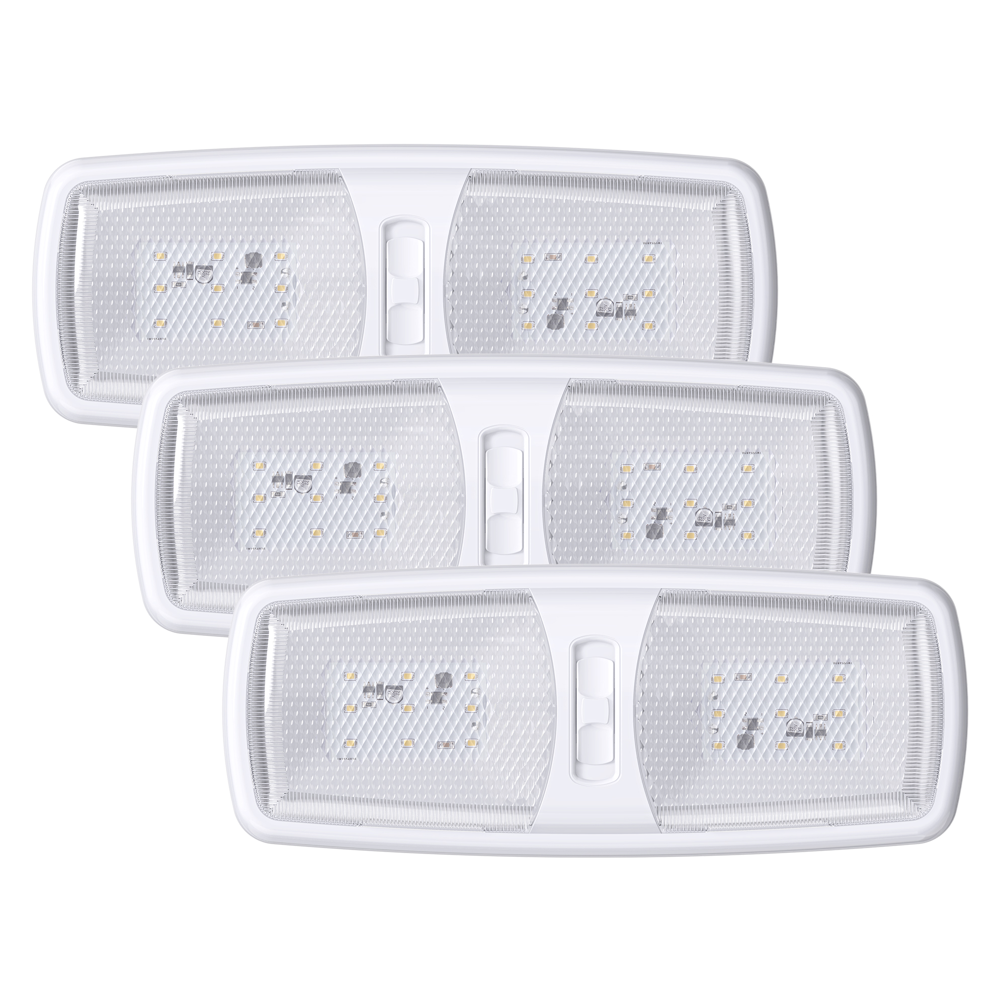 Leisure LED 3 PACK RV Slim Euro Ceiling Double Dome Light Fixture with ...