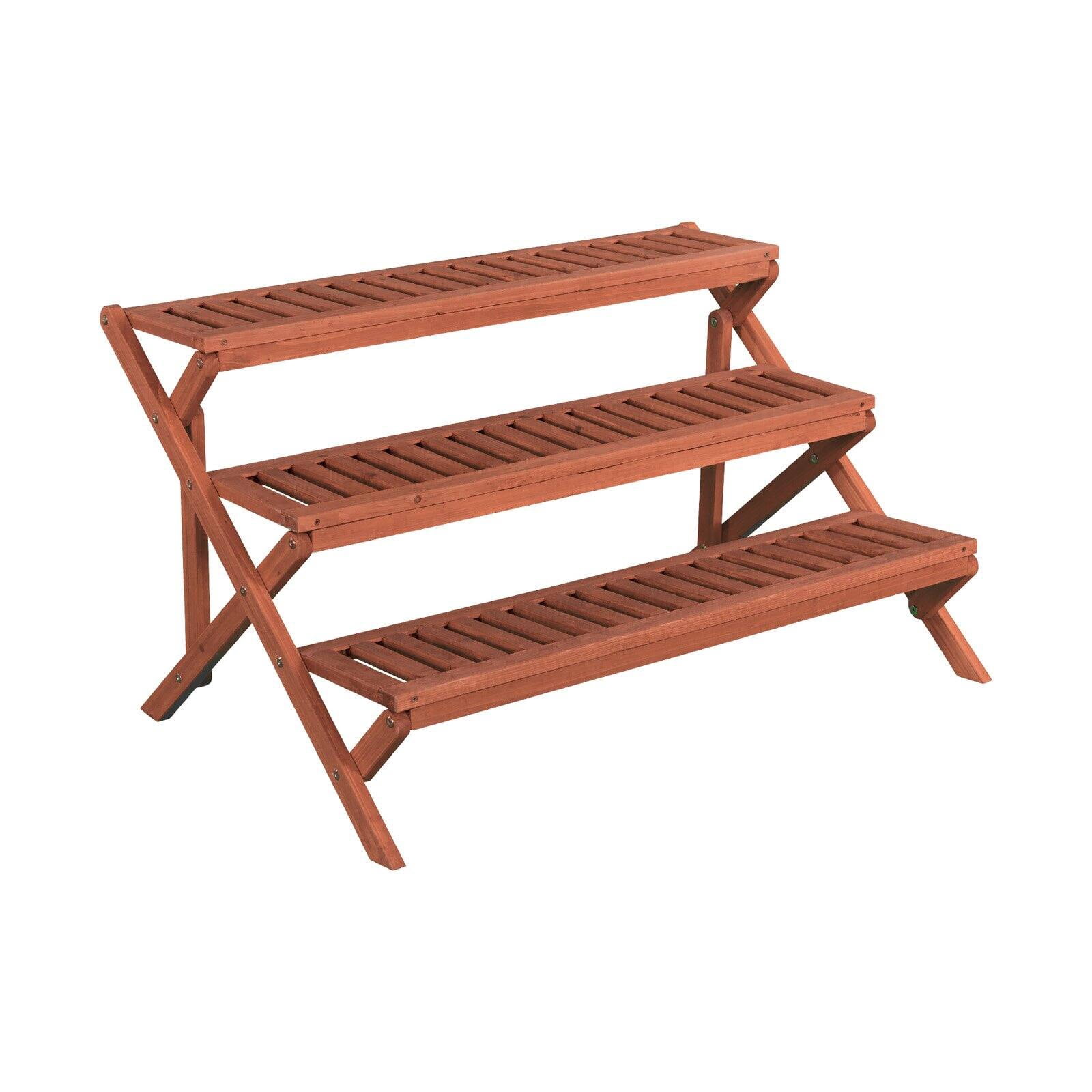 Leisure Season 3-Tier Wood Step Plant Stand in Medium Brown - Walmart.com