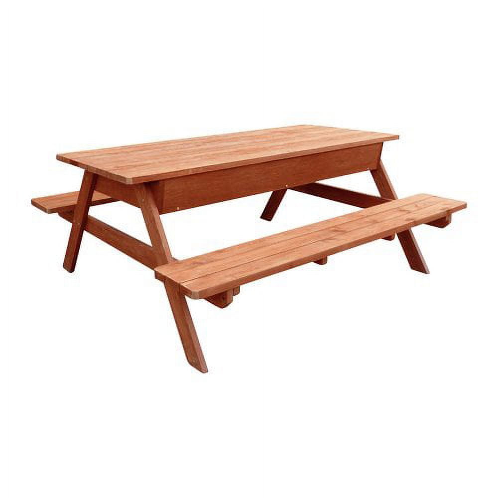 Leisure Season Wood Picnic Table With Storage Compartment in Medium ...