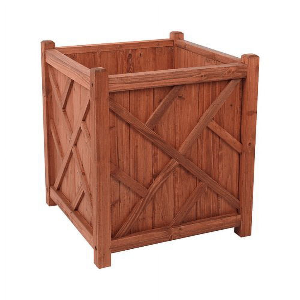 Leisure Season Lancaster Square Wood Planter in Medium Brown - Walmart.com