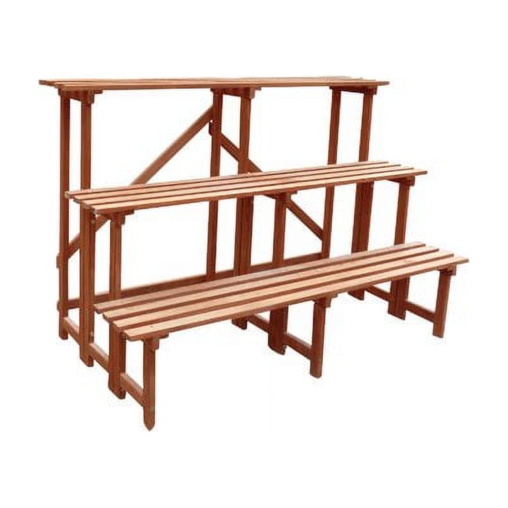 Leisure Season Large 3-Tier Wood Step Plant Stand in Medium Brown ...