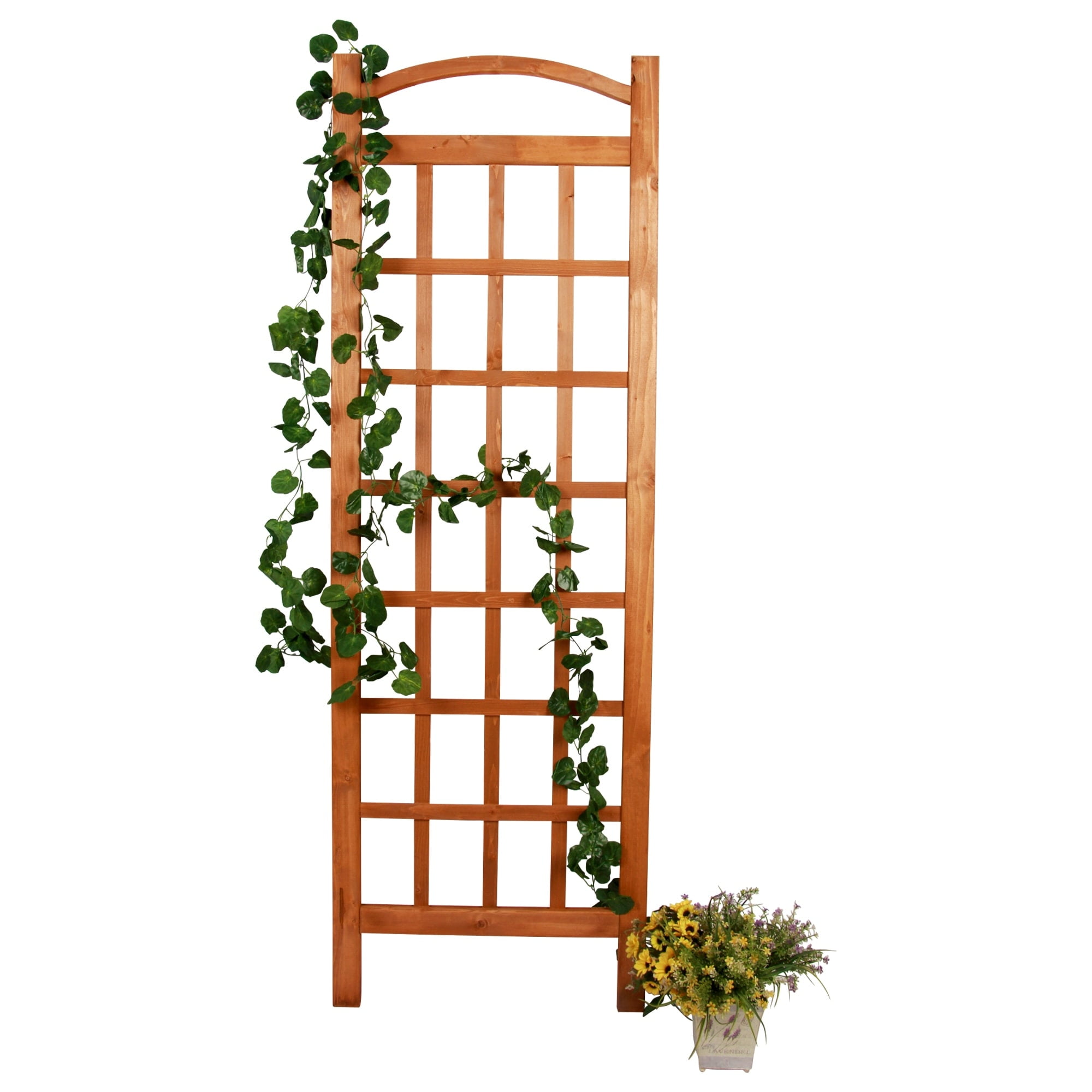 Leisure Season Medium Brown Cedar Arched Square Lattice Trellis ...