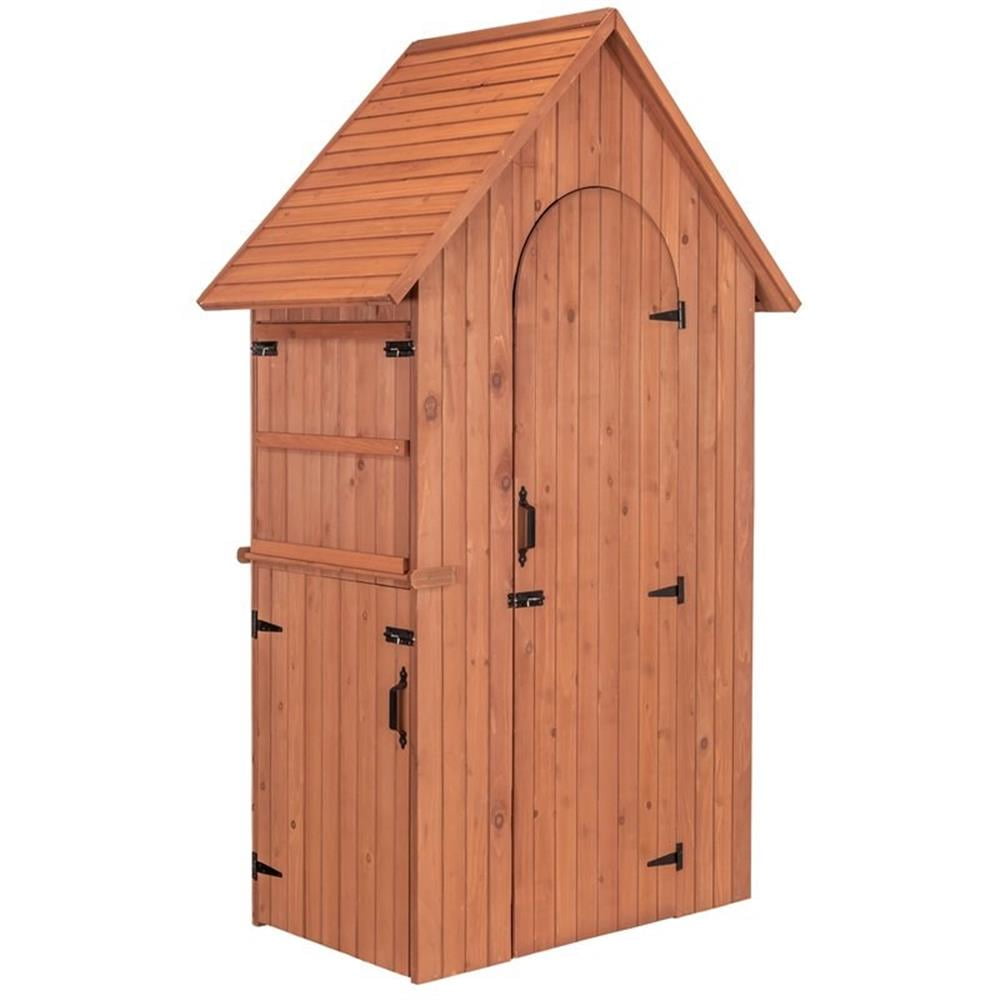 Leisure Season Multi Compartment Wood Shed with Drop Table in Medium ...