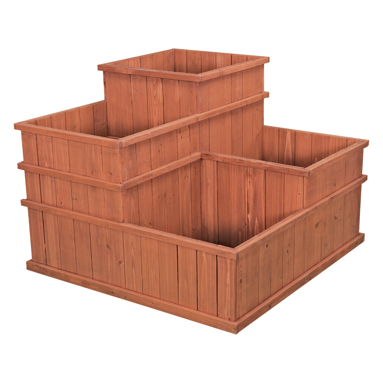 Leisure Season 4 Separate Compartments Wood Planter in Medium Brown ...