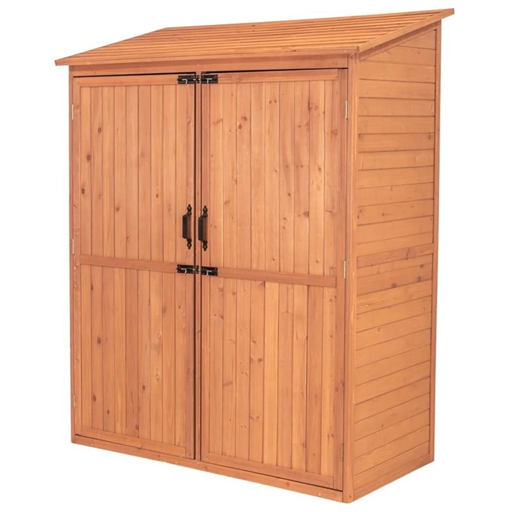 Leisure Season Wood Storage Shed with Pull Out Crates in Medium Brown ...