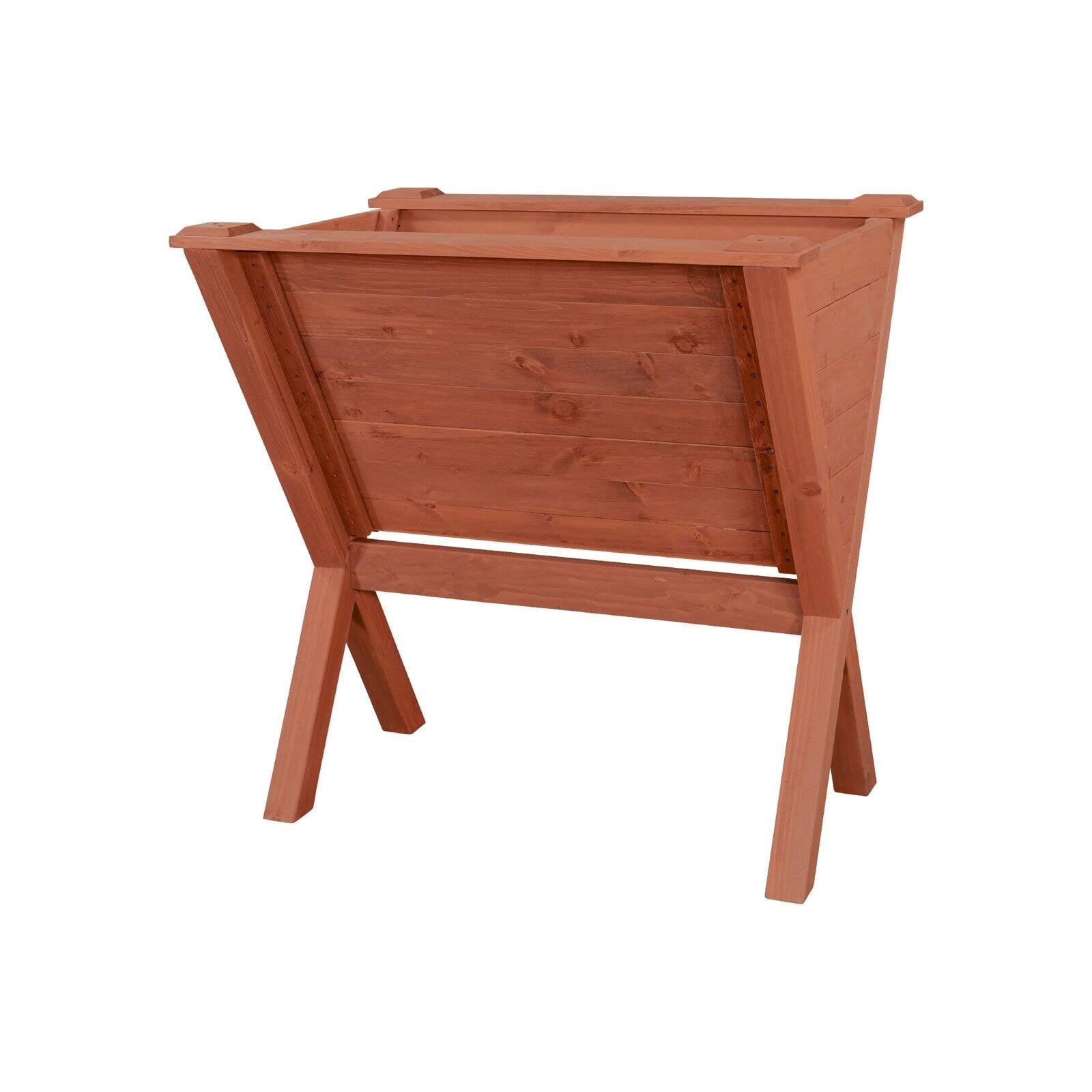 Leisure Season V-Shape Wedge Raised Wood Planter in Medium Brown ...