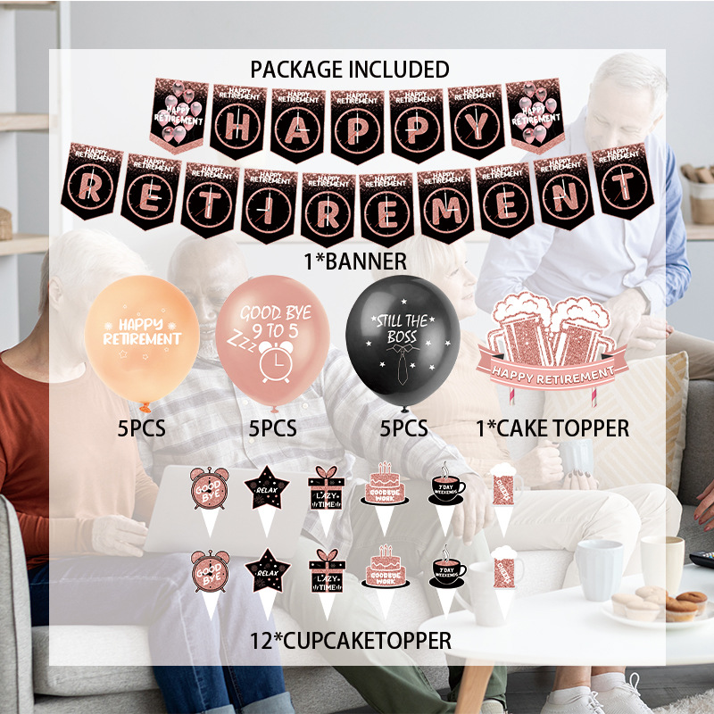 Leisure Time Pink Retirement Party Decoration "HAPPY RETIREMENT" Banner ...