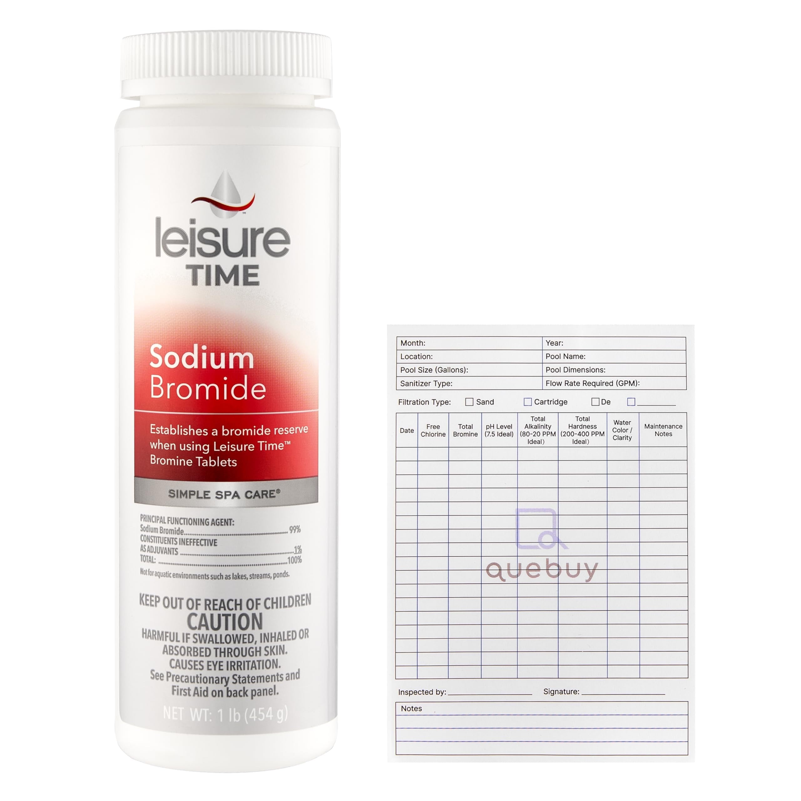 Leisure Time Sodium Bromide for Hot Tubs – 1 lb Spa Sanitizer + QueBuy ...