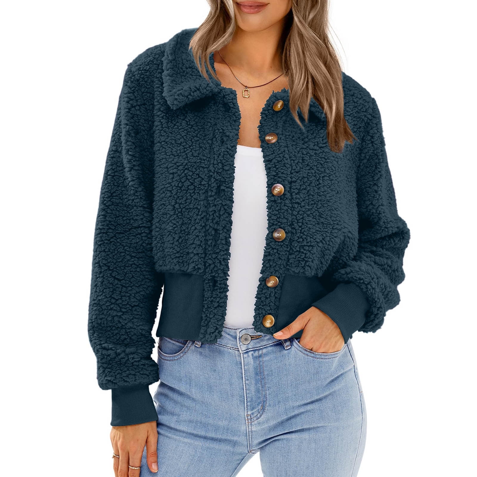 Leisure and warm double-sided bubble velvet solid color womens jacket ...