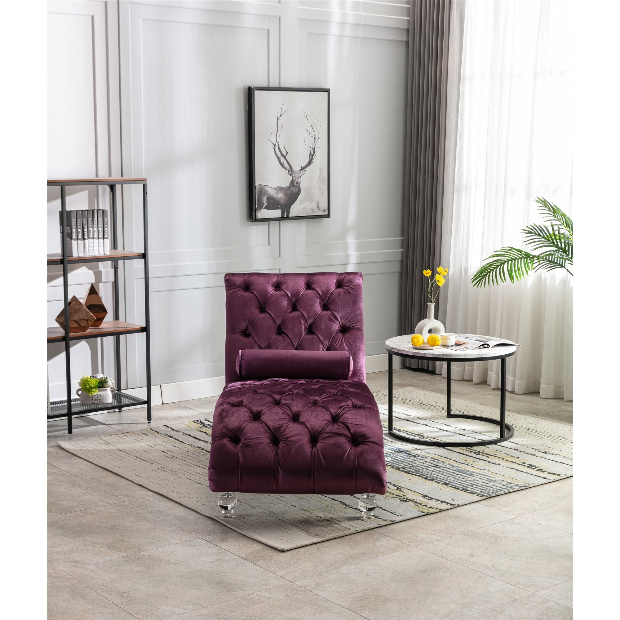 Leisure concubine sofa with acrylic feet Purple - Walmart.com