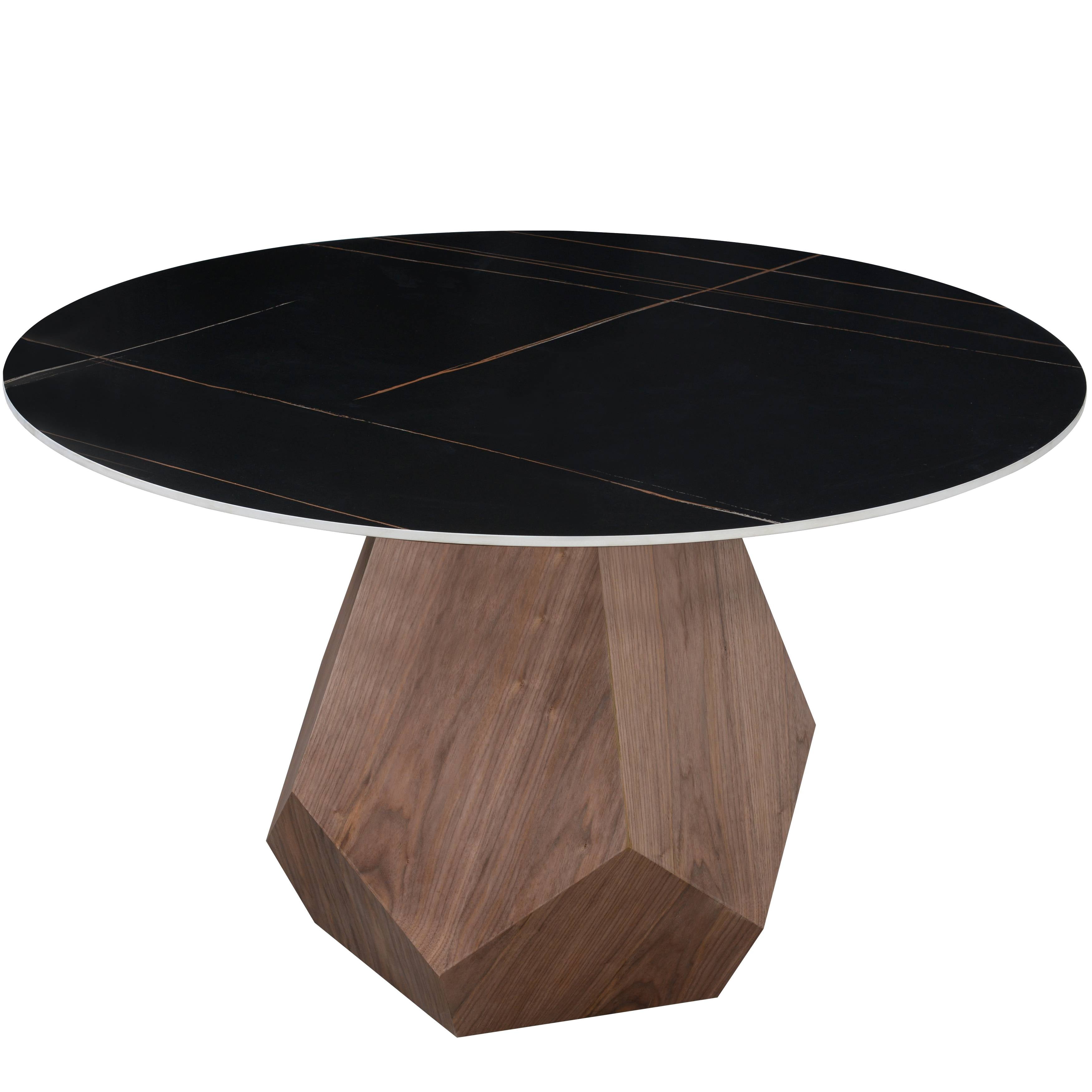 LeisureMod 47" Round Dining Table with Ash Wood Veneer Pedestal Base in ...