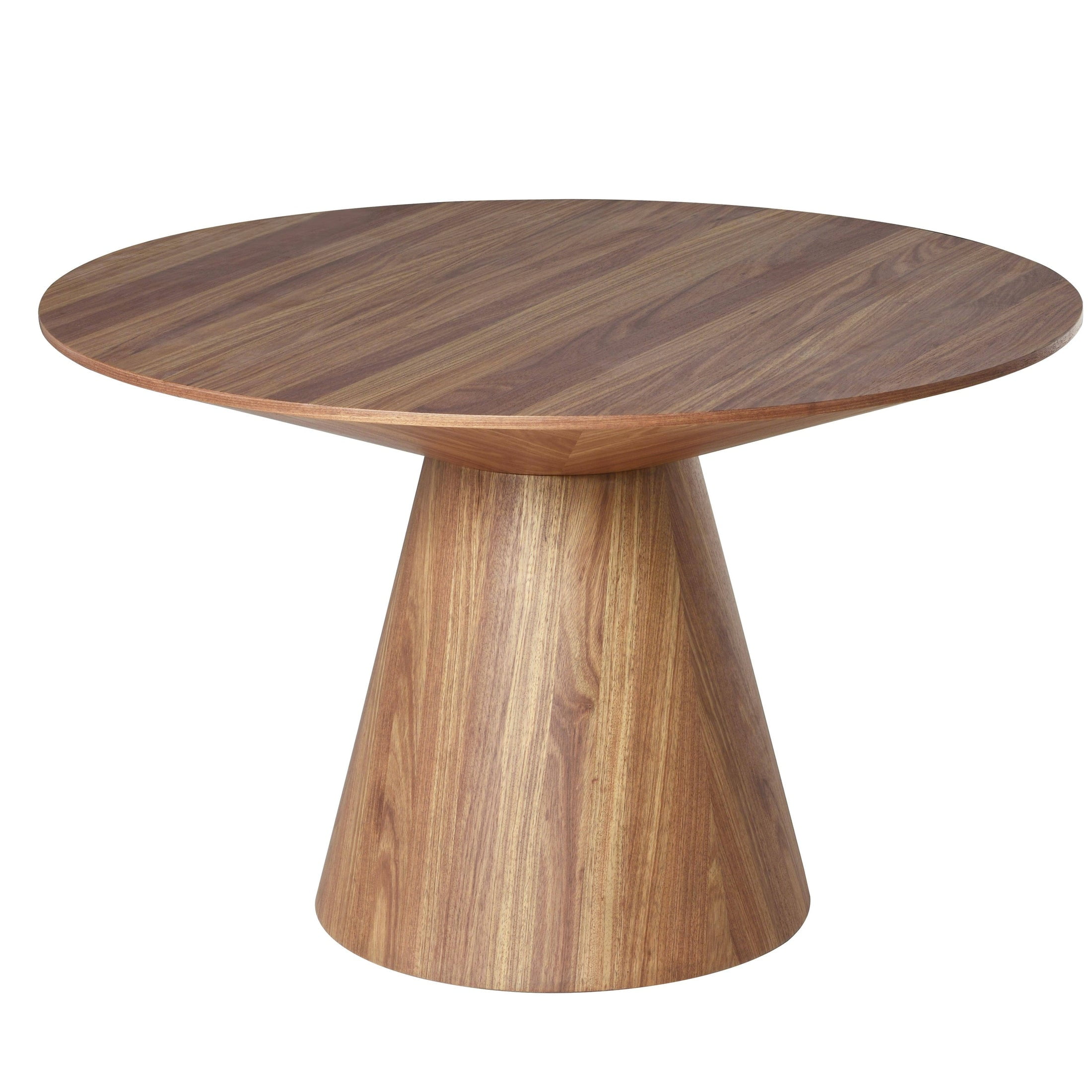LeisureMod 47" Round Dining Table Ash Wood Veneer Top with Tapered ...