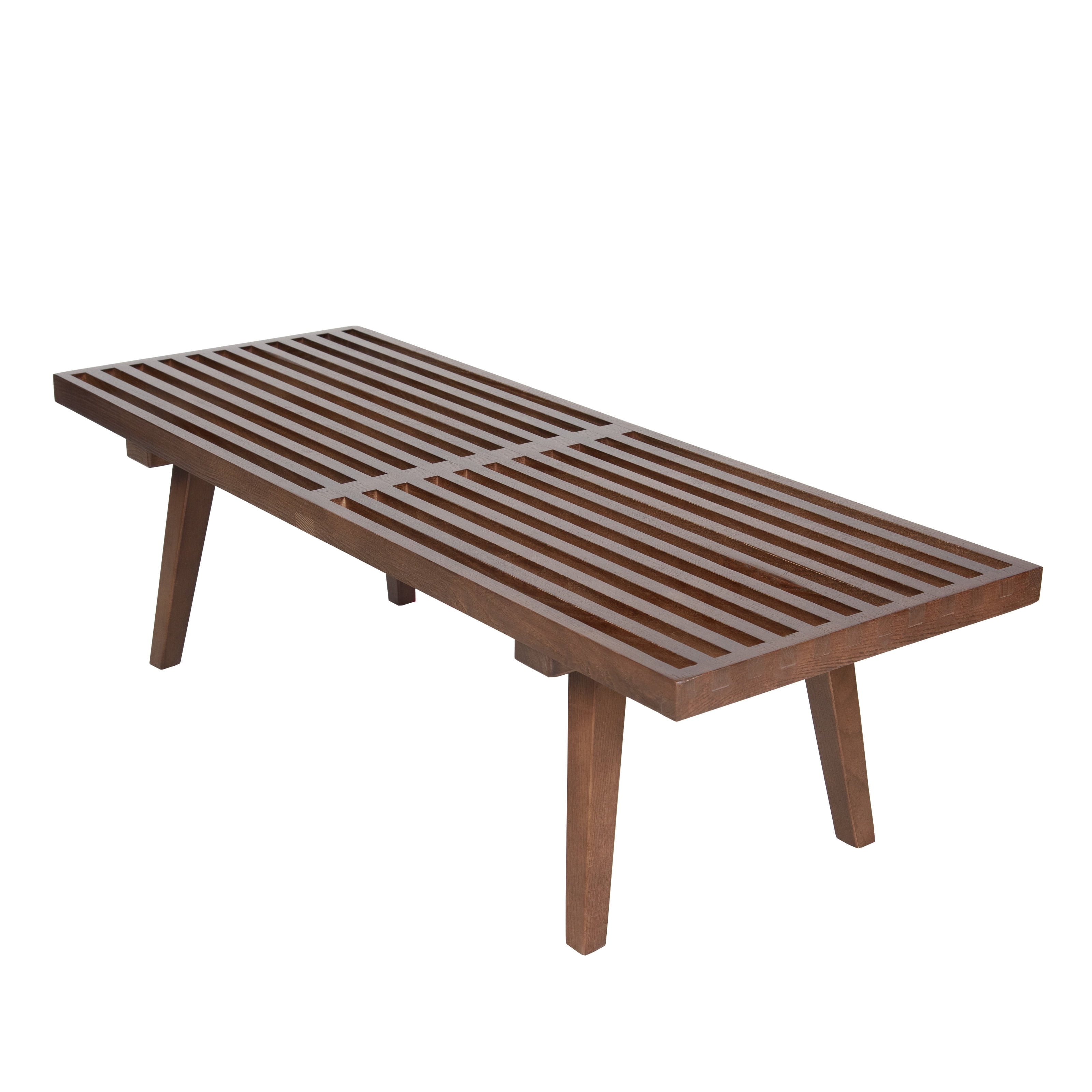 LeisureMod 48" Slatted Wooden Platform Bench – Rubberwood Frame, Beech ...