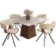 LeisureMod 5-Piece Dining Set Square Dining Table with Sintered Stone ...